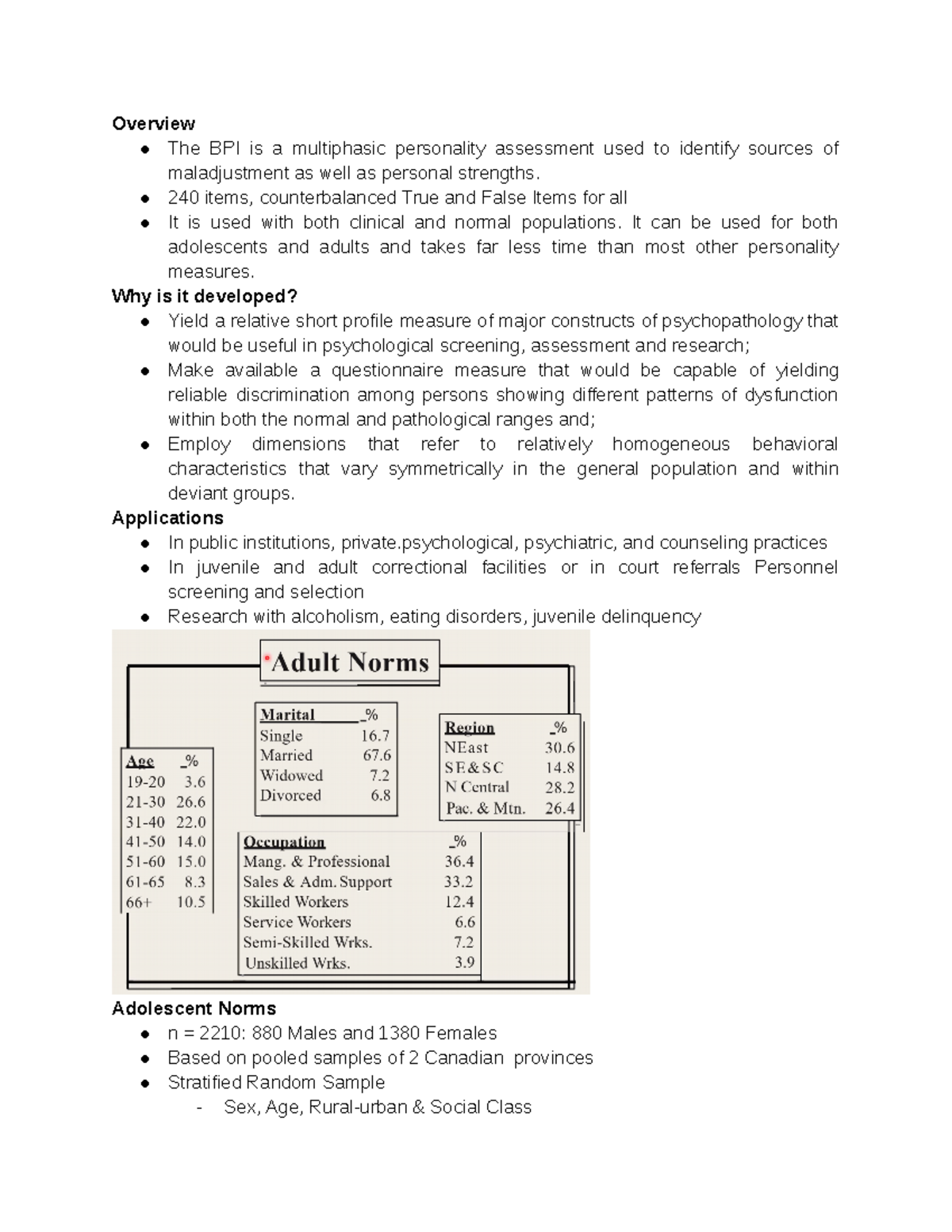 Lesson 6: Overview of the Basic Personality Inventory (BPI) - Studocu
