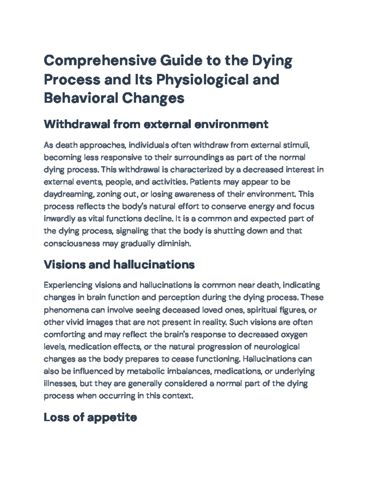 Comprehensive Overview of Physiological Changes in the Dying Process ...