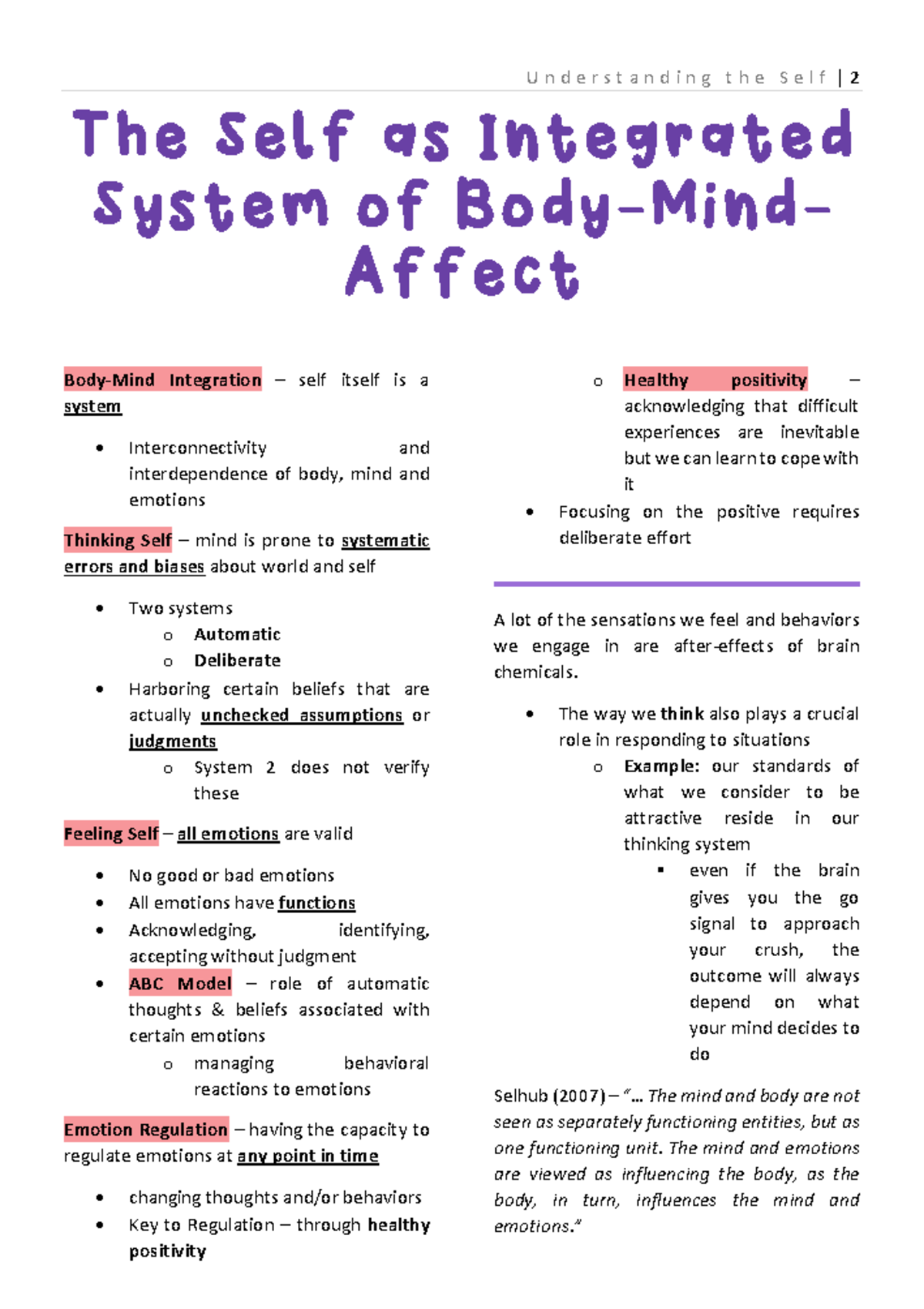 Soc Sc 11 - The Self as an Integrated System of Body-Mind-Affect - The ...