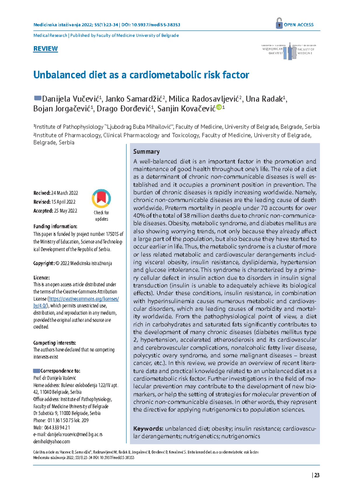 38353-Tekst rukopisa-230915-1-10-20220622 - REVIEW Unbalanced diet as a ...