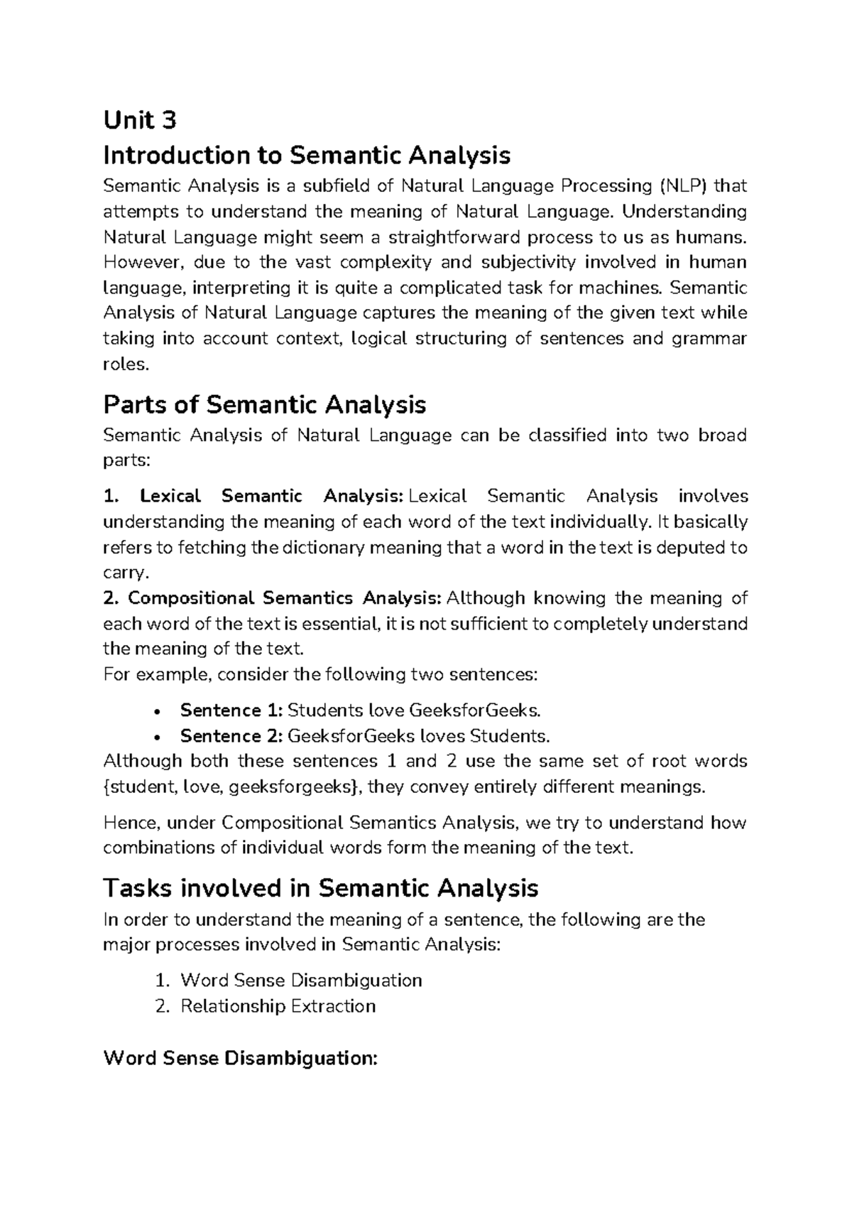 NLP 101: Unit 3 - Introduction to Semantic Analysis and Techniques ...