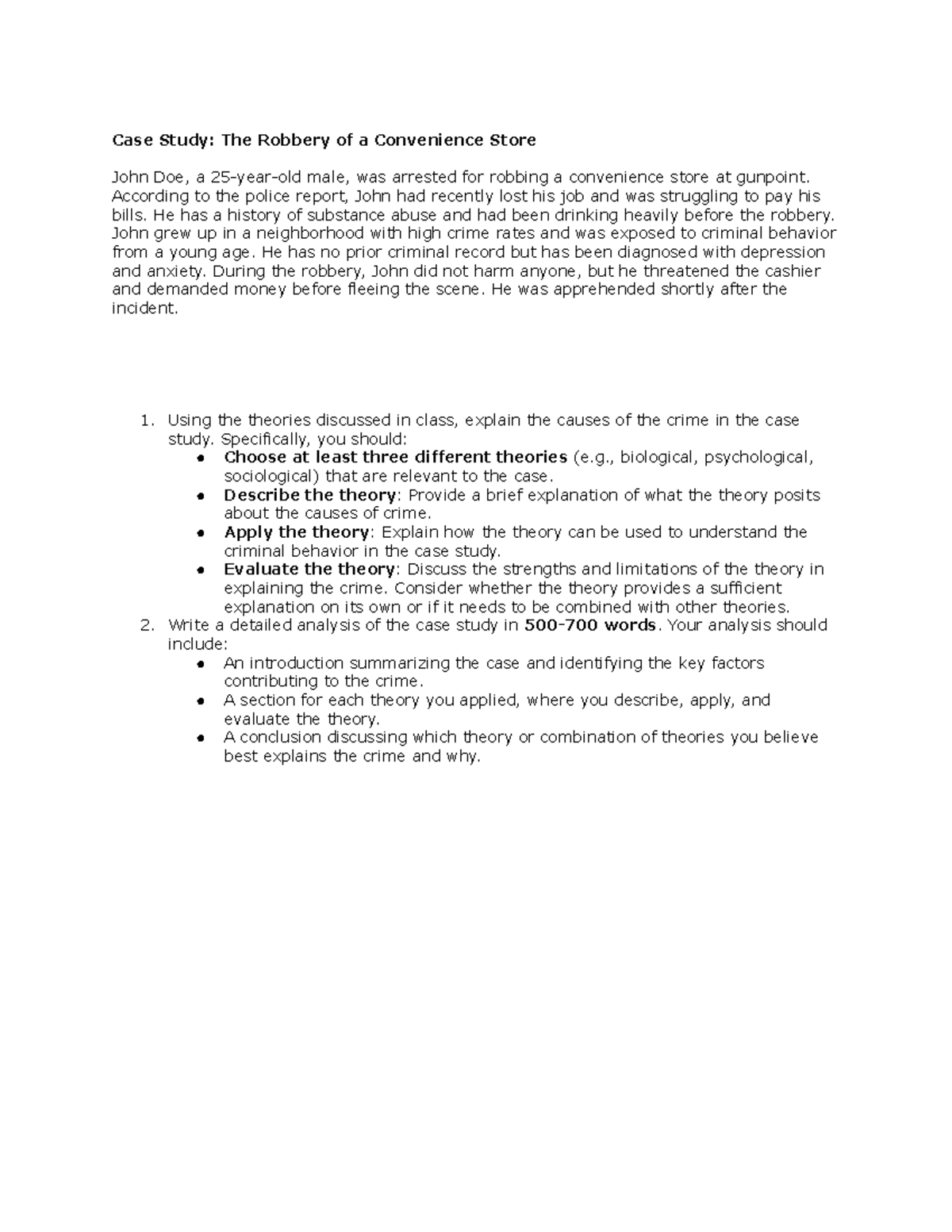 CJ 101 Case Study Analysis: Understanding Crime in The Robbery Incident ...