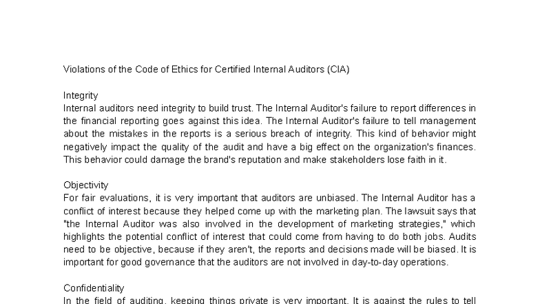 CIA Ethics Violations: Integrity, Objectivity, and Competency Issues ...