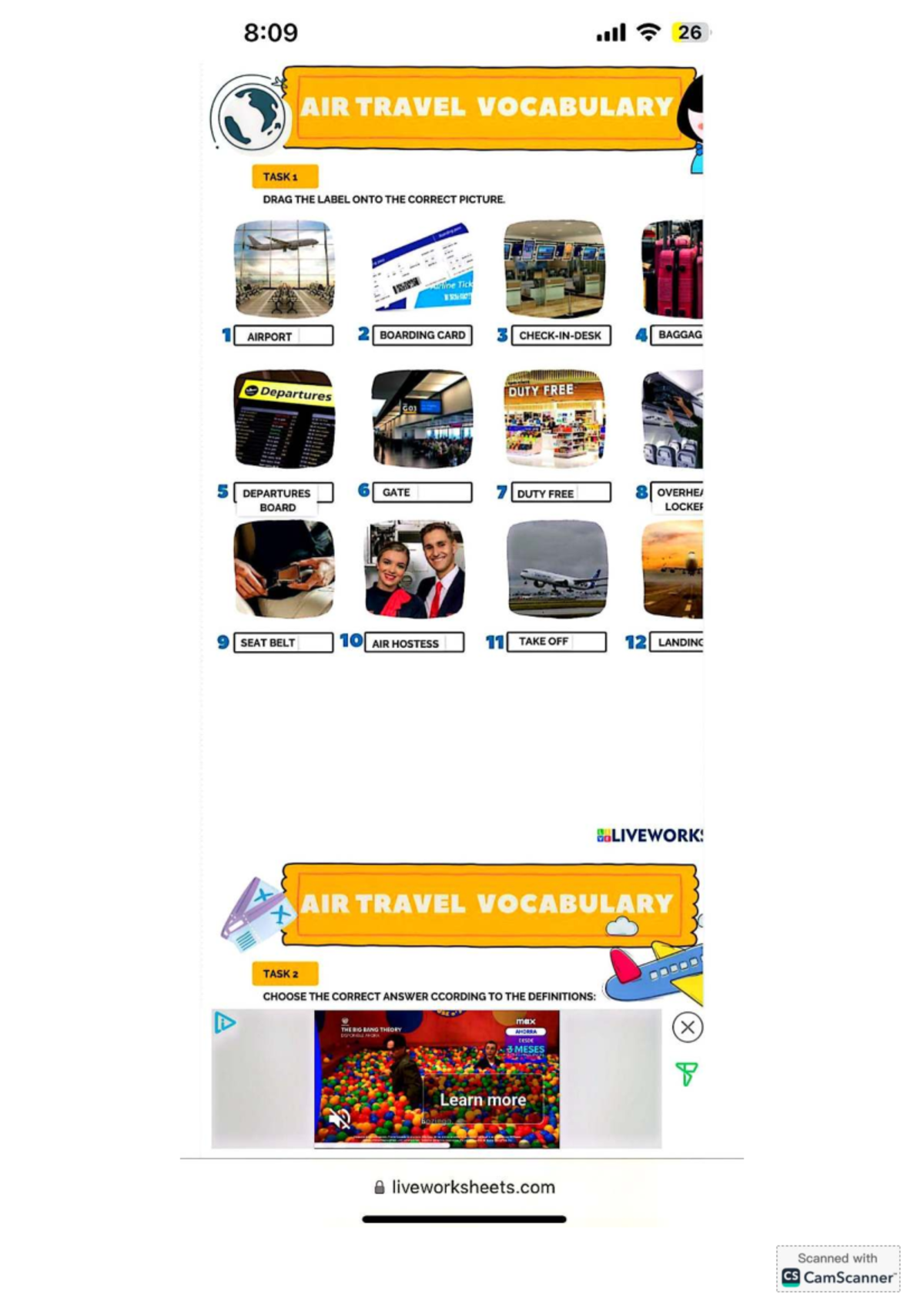 Dayana Hernández homework 3th - 8:09 26 AIR TRAVEL VOCABULARY TASK 1 ...