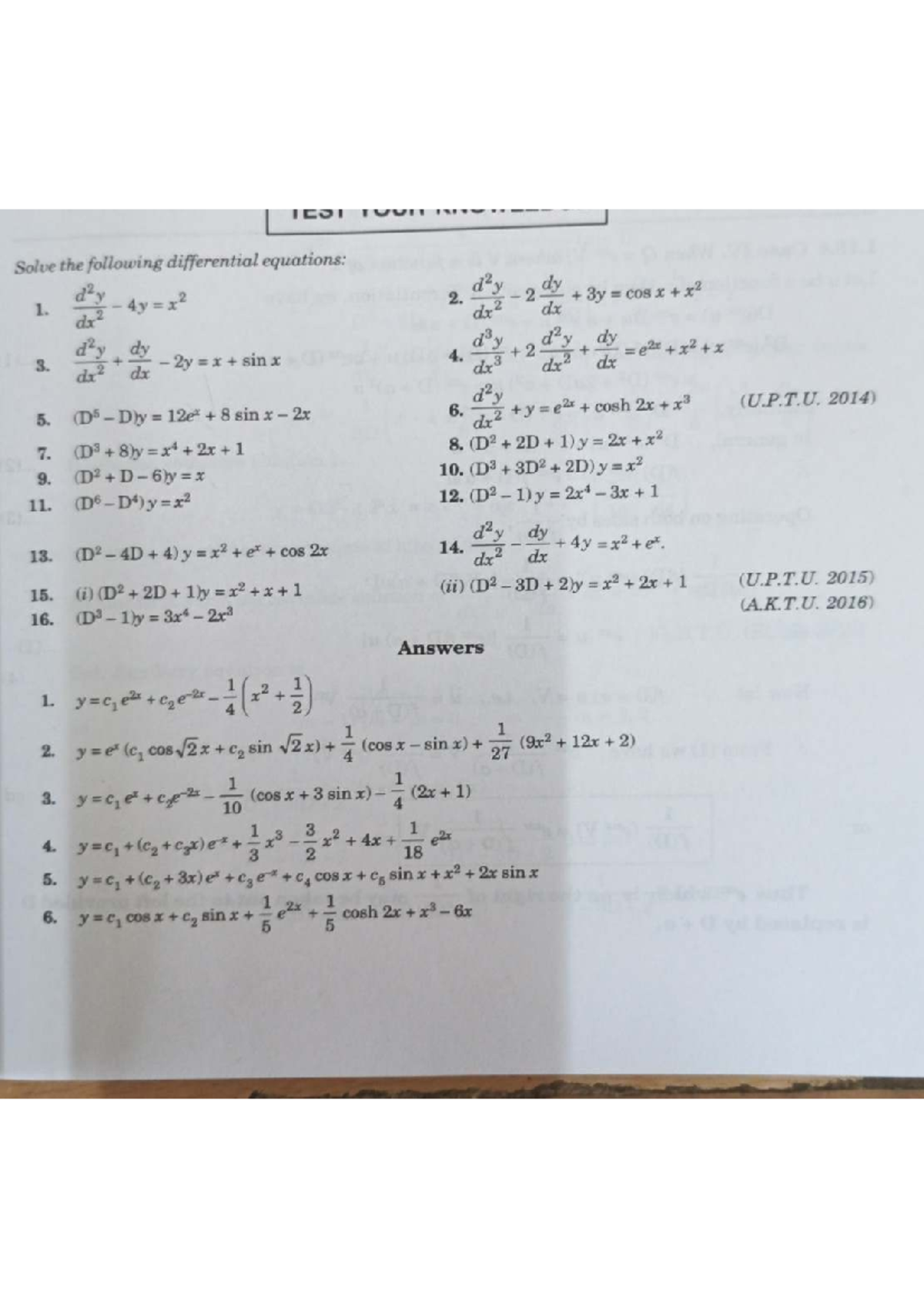 Differential Equations Practice Sheet: IESI & A.K.T.U. Solutions - Studocu