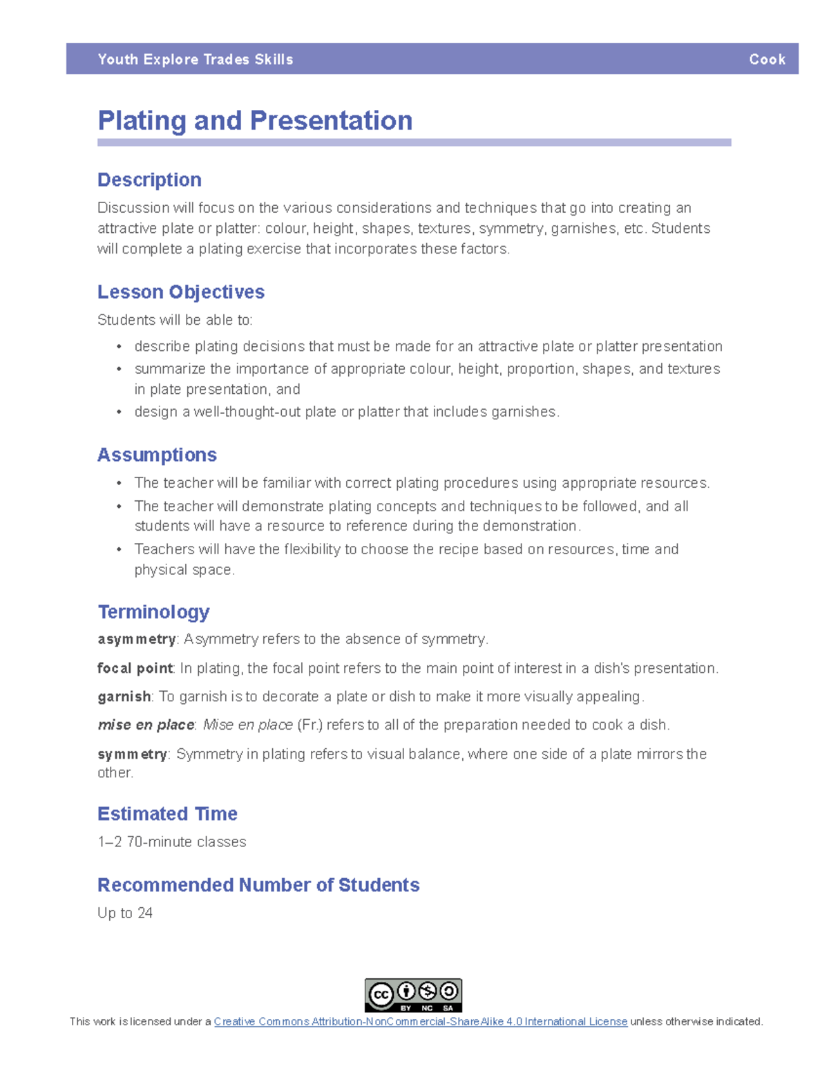 21Plating And Presentation - This work is licensed under a Creative ...