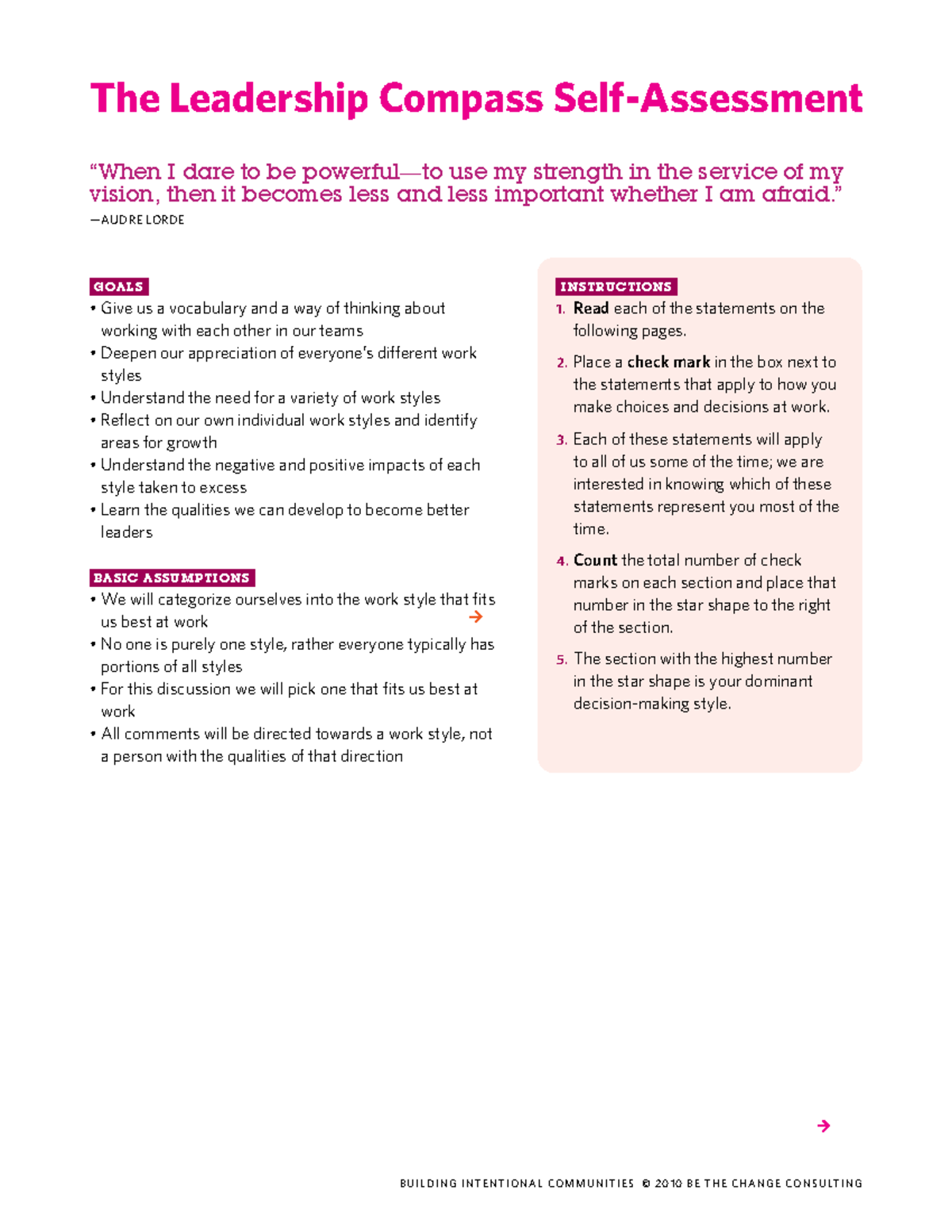 Leadership Compass Self-Assessment: Understanding Work Styles and ...