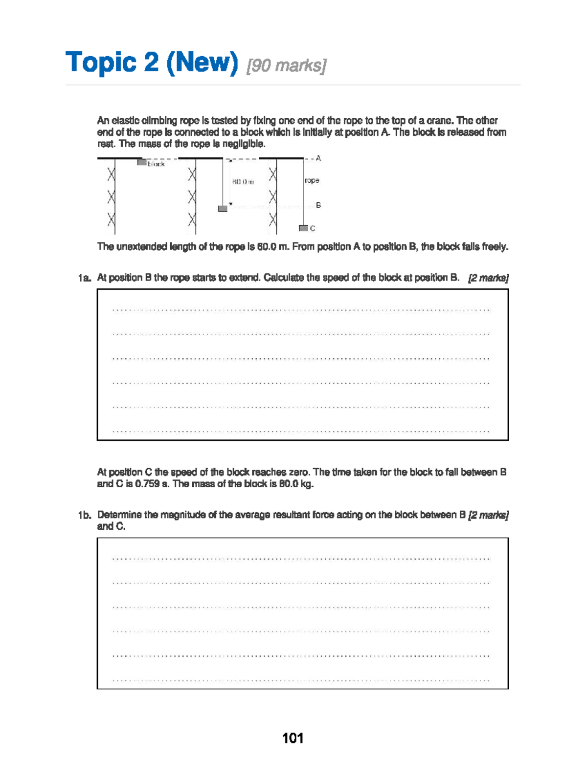 Mechanics Worksheet: Topic 2 - Elastic Climbing Rope and Forces ...