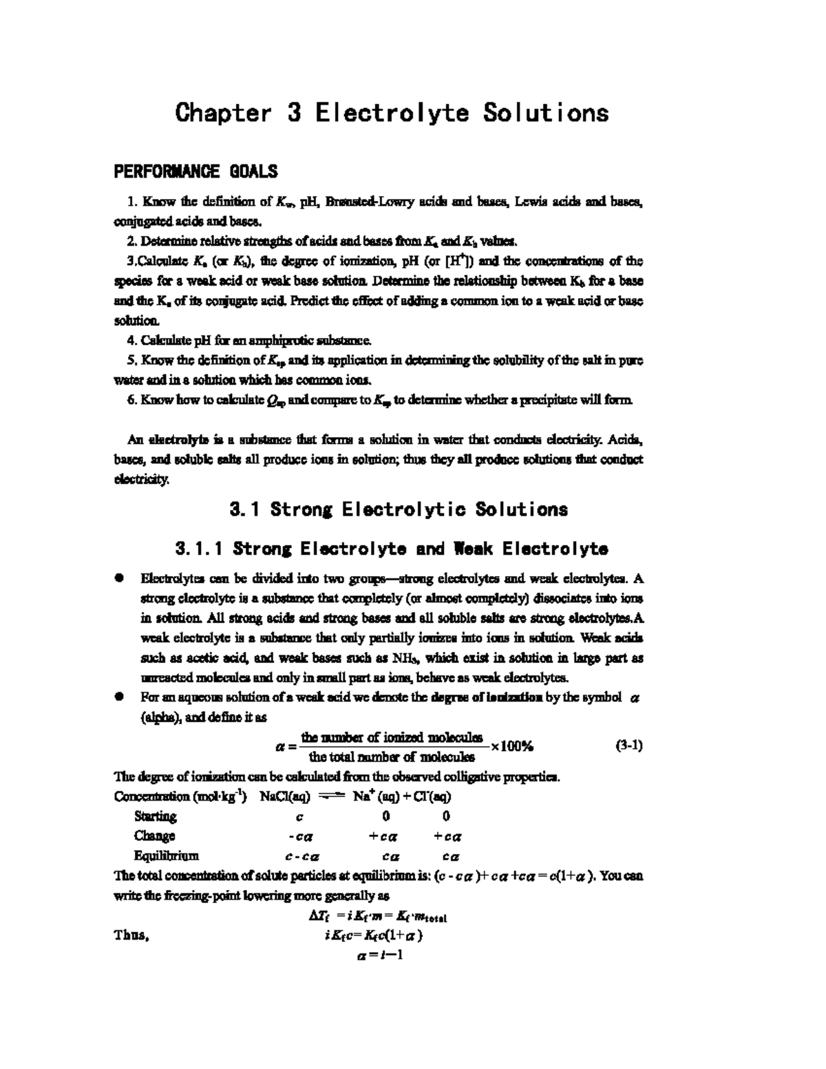 Chapter 3: Electrolyte Solutions - Key Concepts and Calculations - Studocu