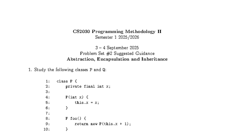 CS2030 Problem Set: Abstraction, Encapsulation & Inheritance Guide ...