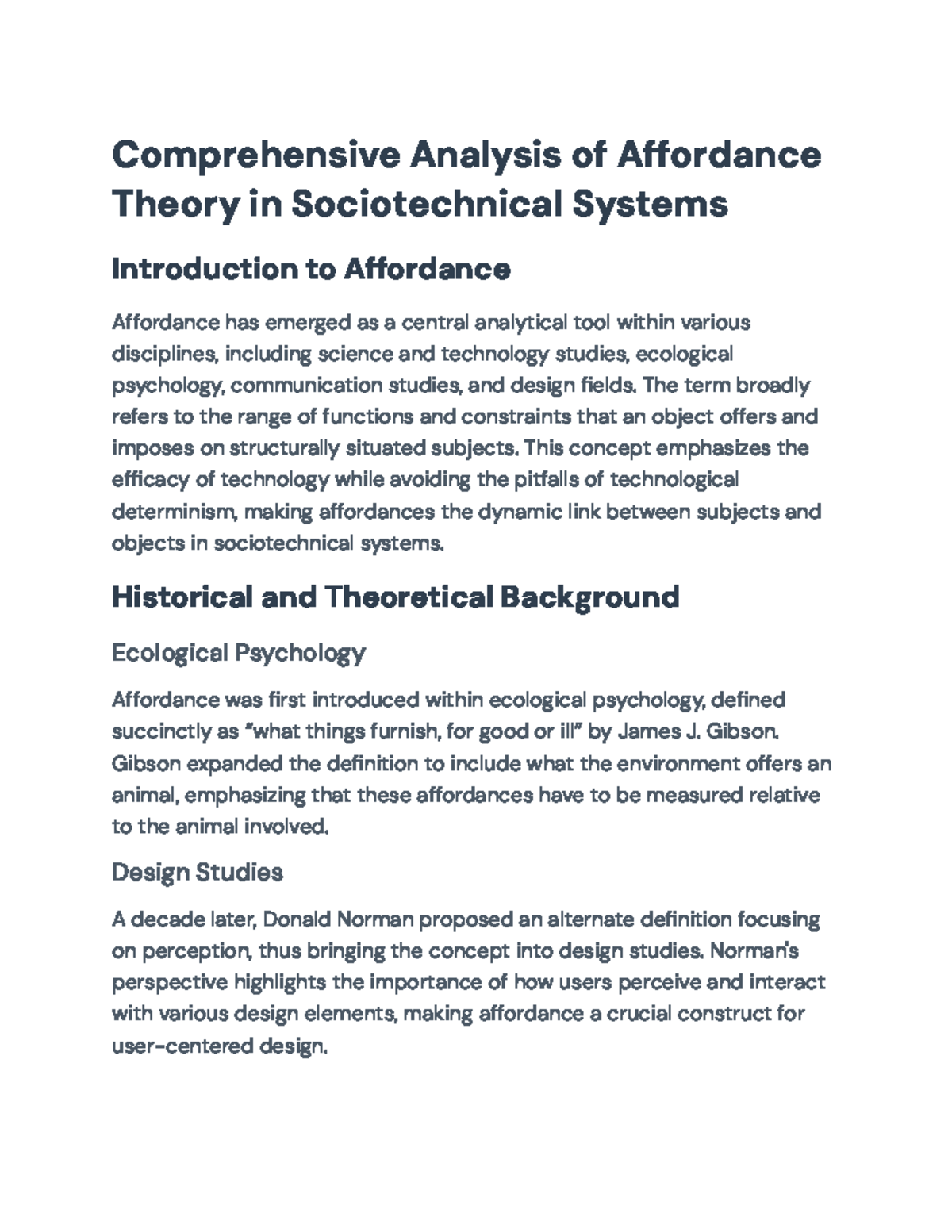 Comprehensive Analysis of Affordance Theory in Sociotechnical Systems ...