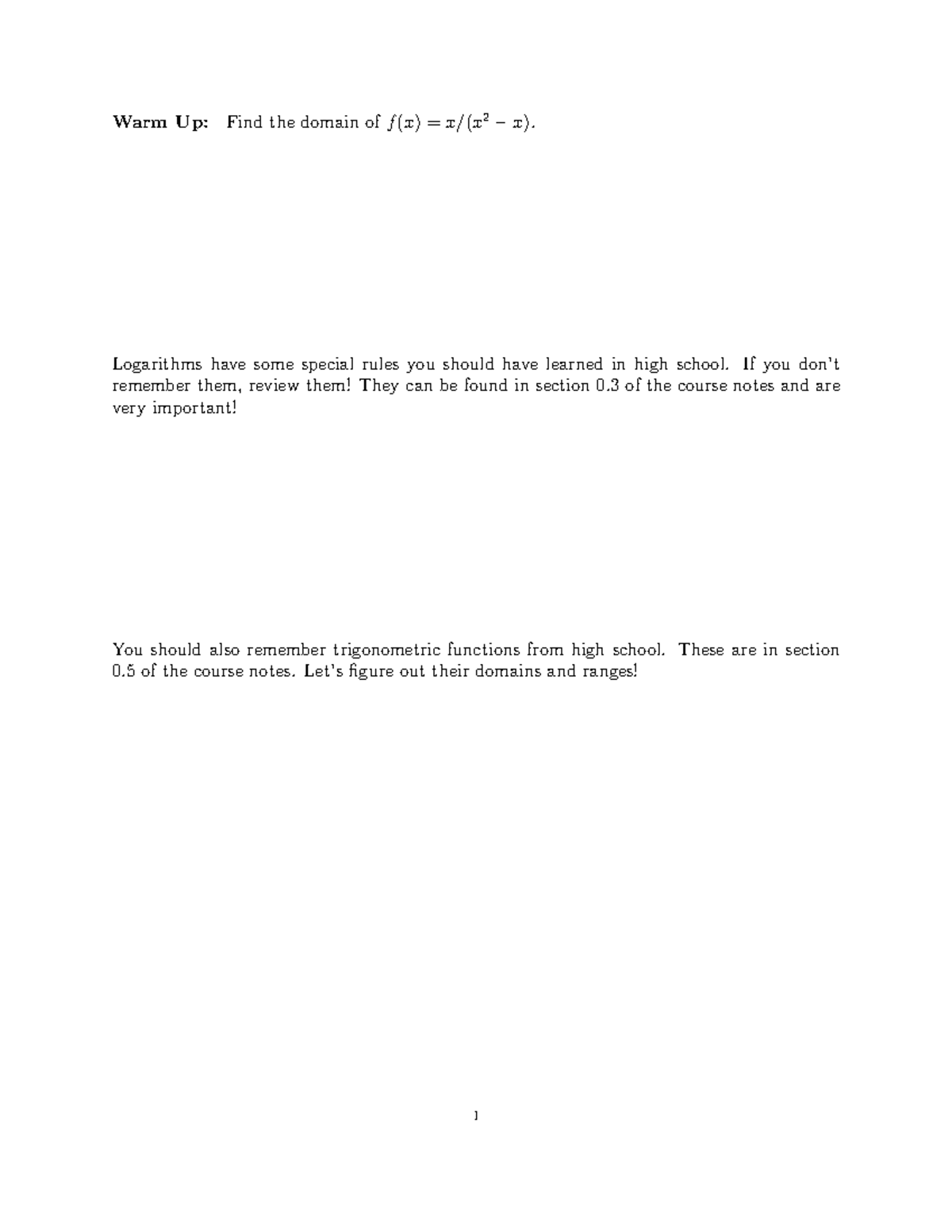 MATH 137 Lecture 2: Understanding Domains and Special Functions - Studocu