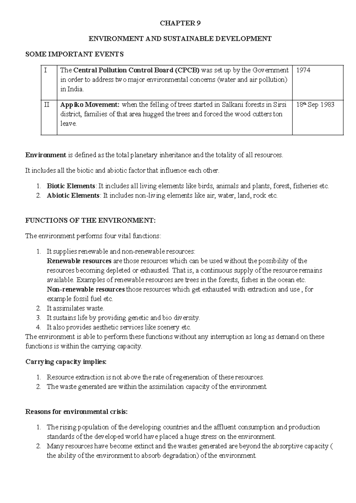 CHAPTER 9: ENVIRONMENT AND SUSTAINABLE DEVELOPMENT HANDOUT - Studocu