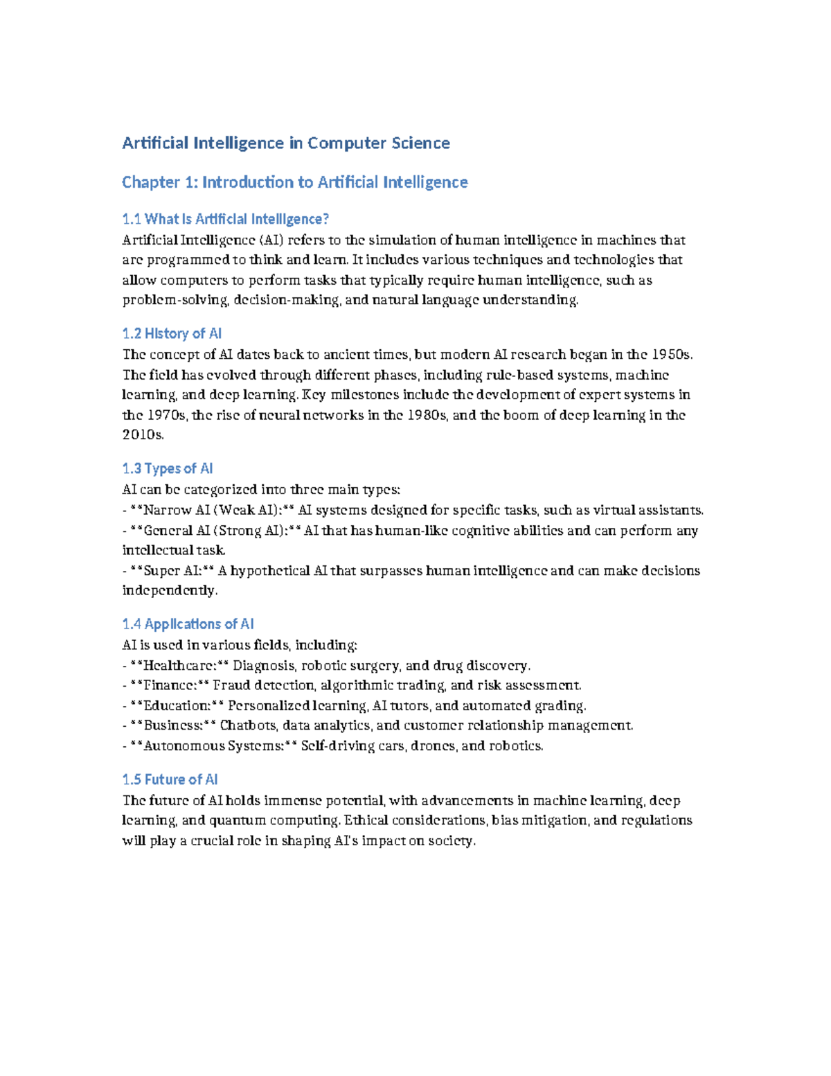 Foundations of Artificial Intelligence - Artificial Intelligence in ...