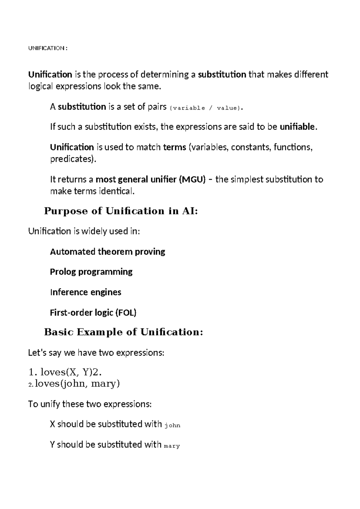 Unification in AI: Understanding Substitutions and Their Applications ...