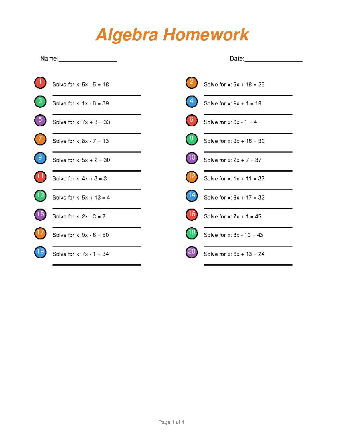 Algebra Homework 1 Solutions and Answer Key - Studocu