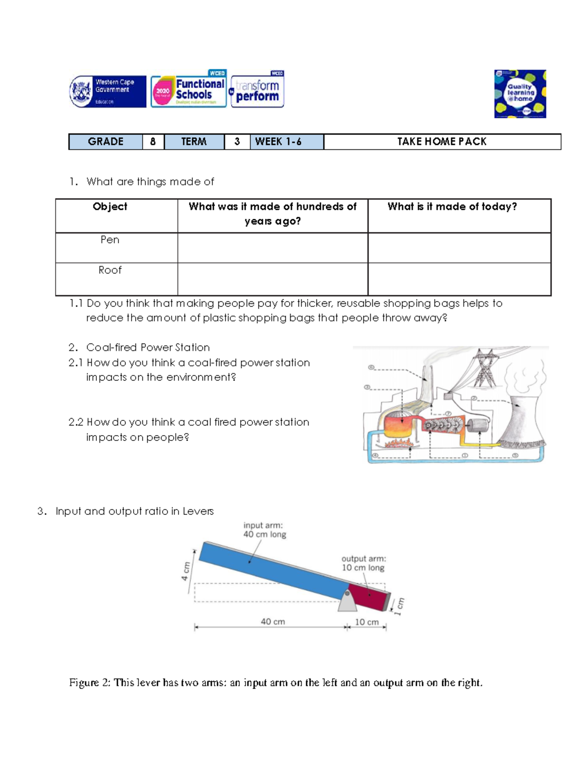Grade 8 Technology T3 Lesson Plan: Take Home Package Overview - Studocu