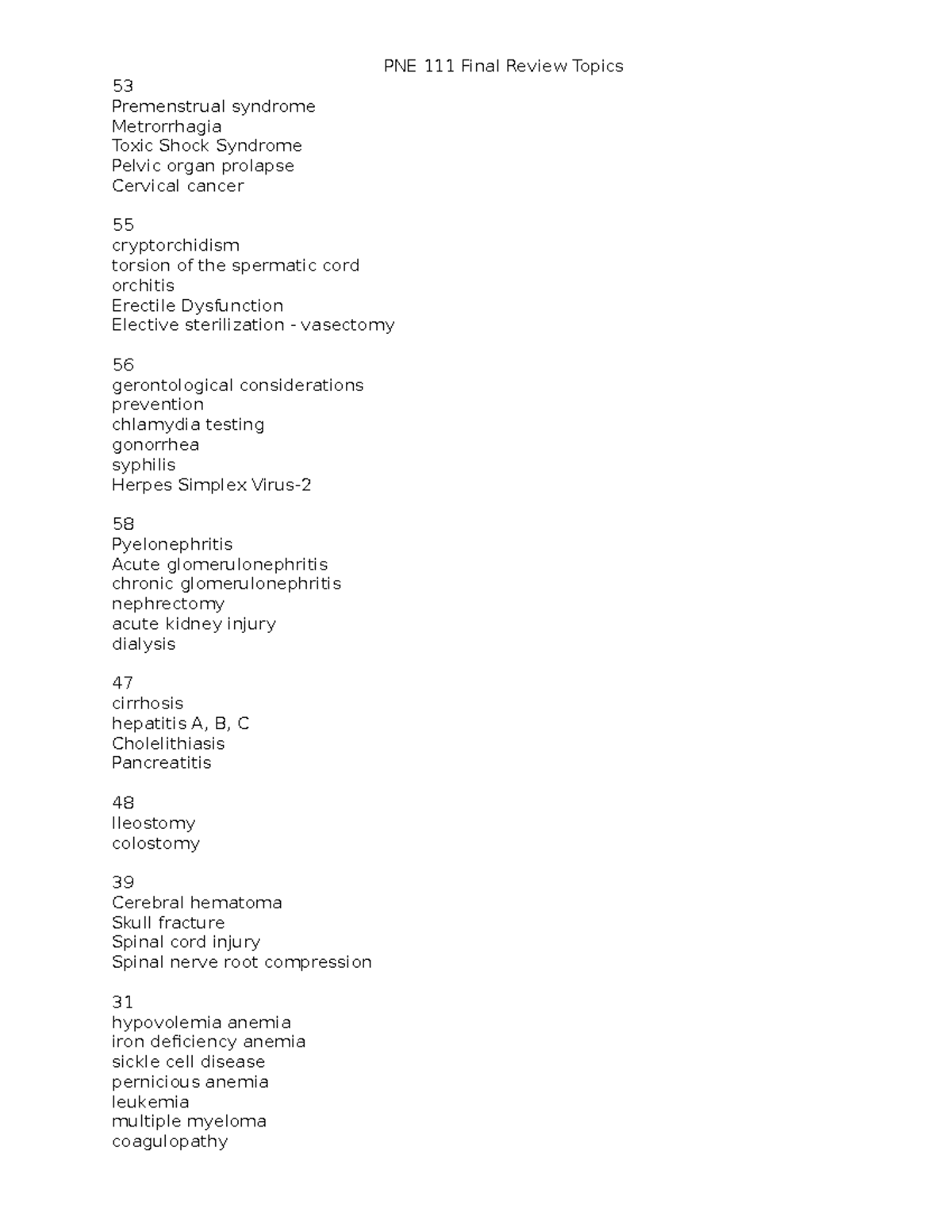 Final study guide - PNE 111 Final Review Topics 53 Premenstrual ...