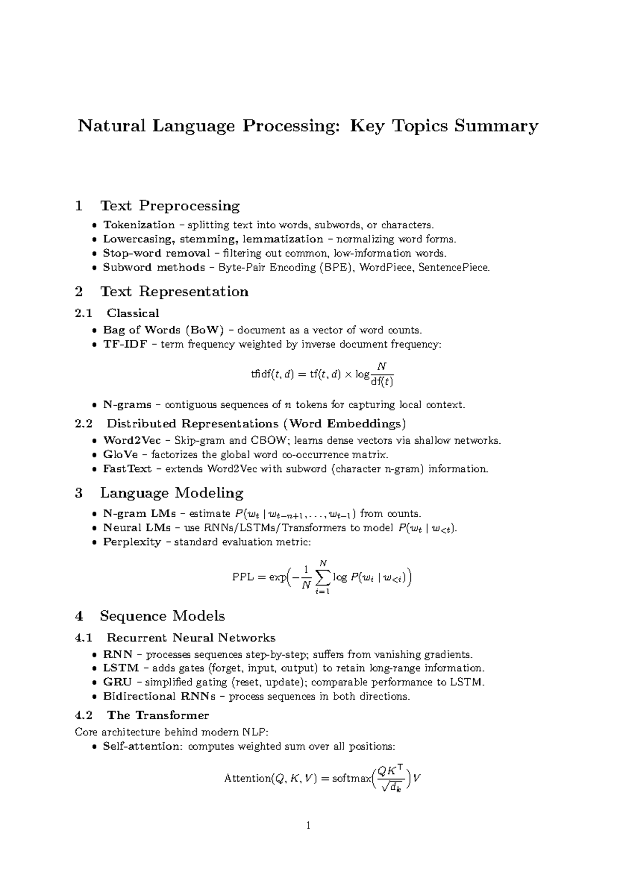 NLP 2026: Key Topics Summary on Text Preprocessing & Modeling - Studocu