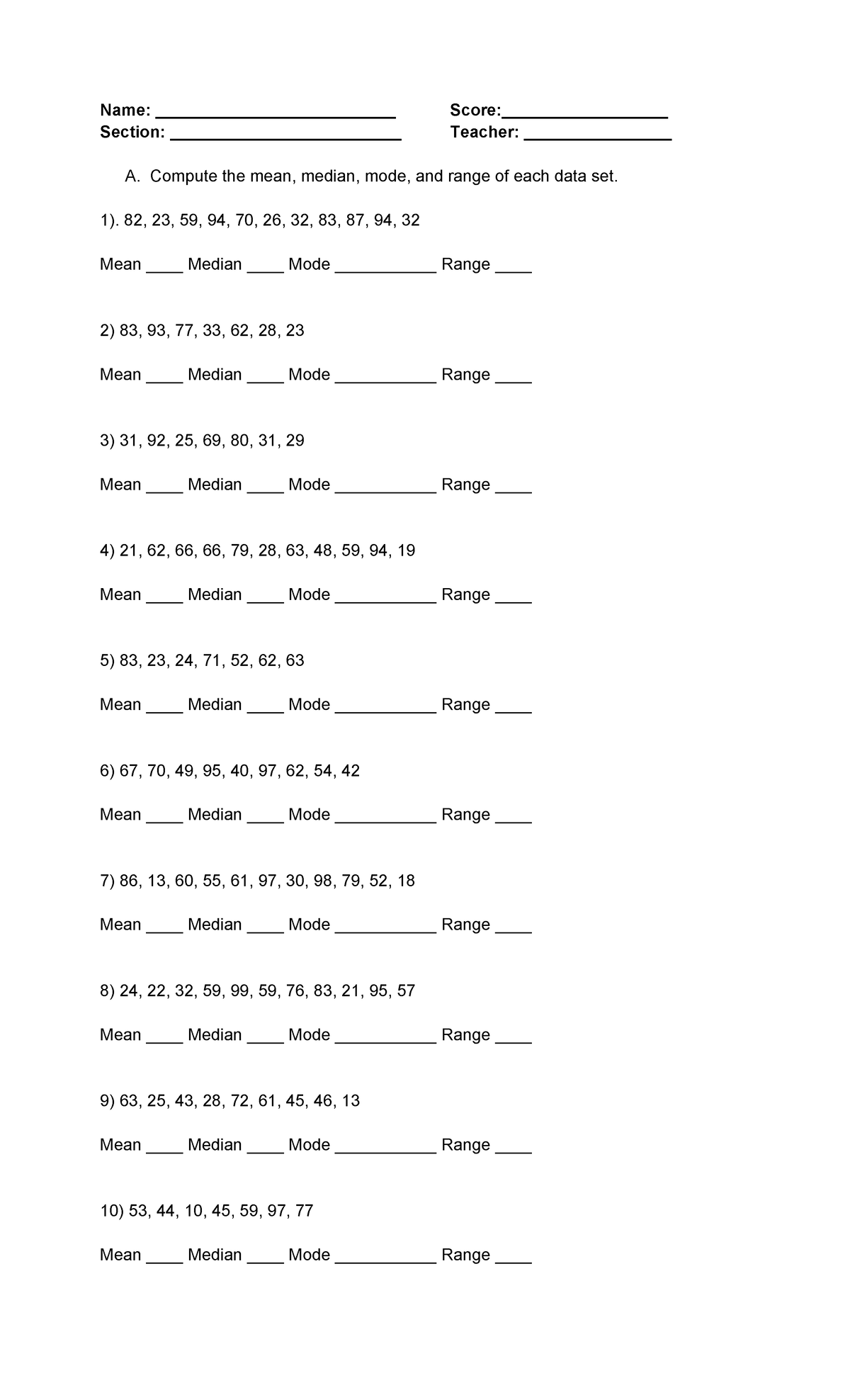 Statistical Treatment of Data: Mean, Median, Mode & More - Studocu