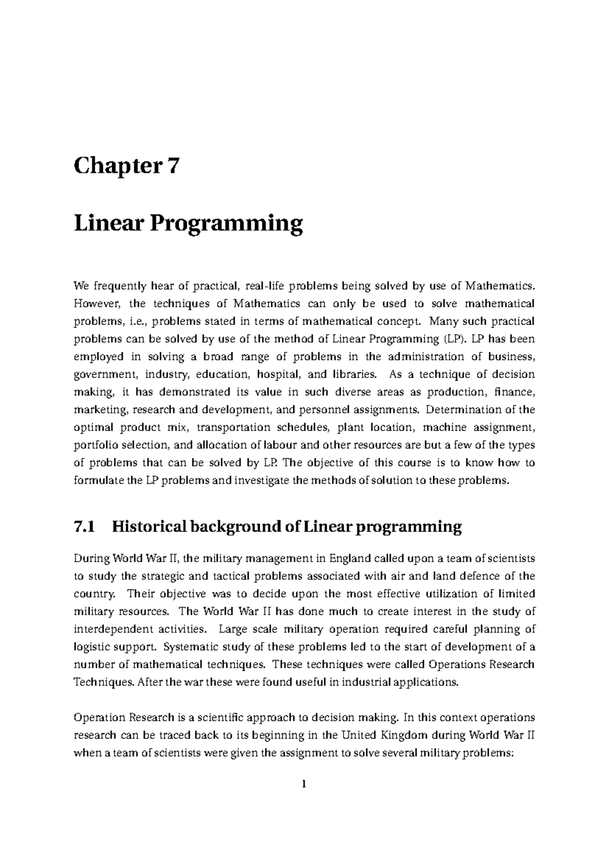 Chapter 7: Linear Programming Techniques and Applications in Decision ...