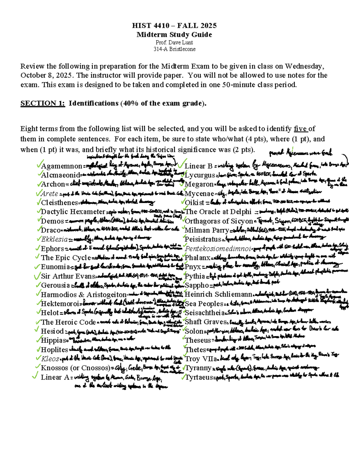 HIST 4410 - Fall 2025 Midterm Exam Study Guide: Key Terms & Concepts - Studocu