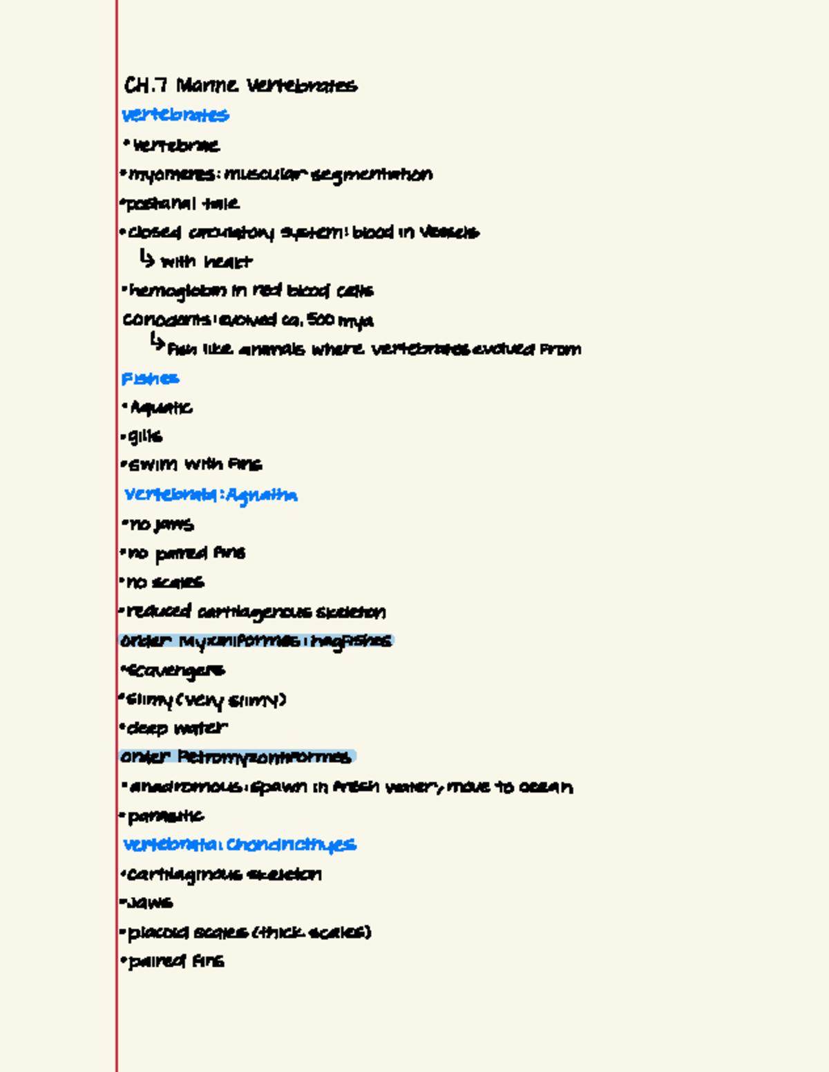 Marine Vertebrates: Adaptations, Reproduction, and Sensory Systems - CH ...