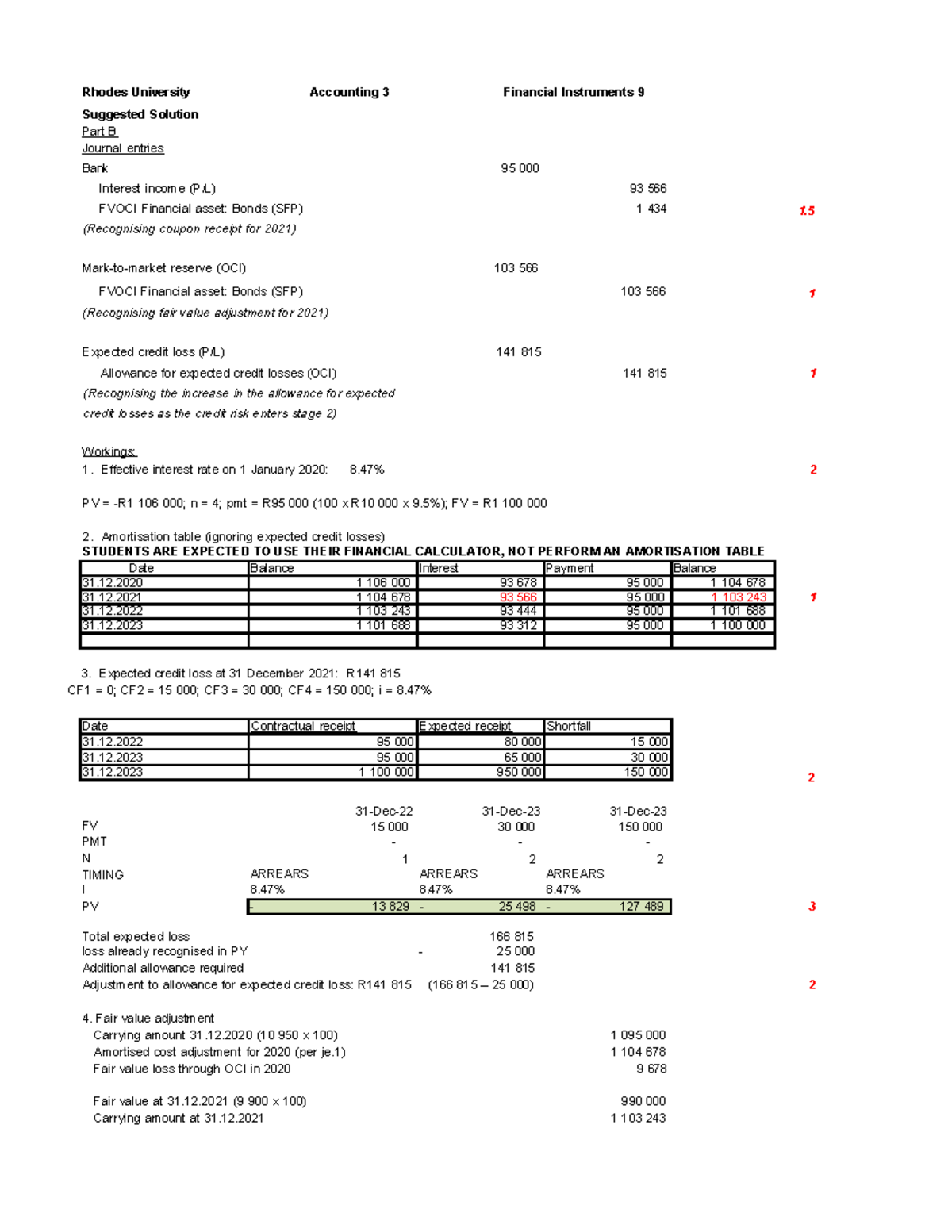 Rhodes University ACC 3 Financial Instruments 9 Suggested Solutions ...