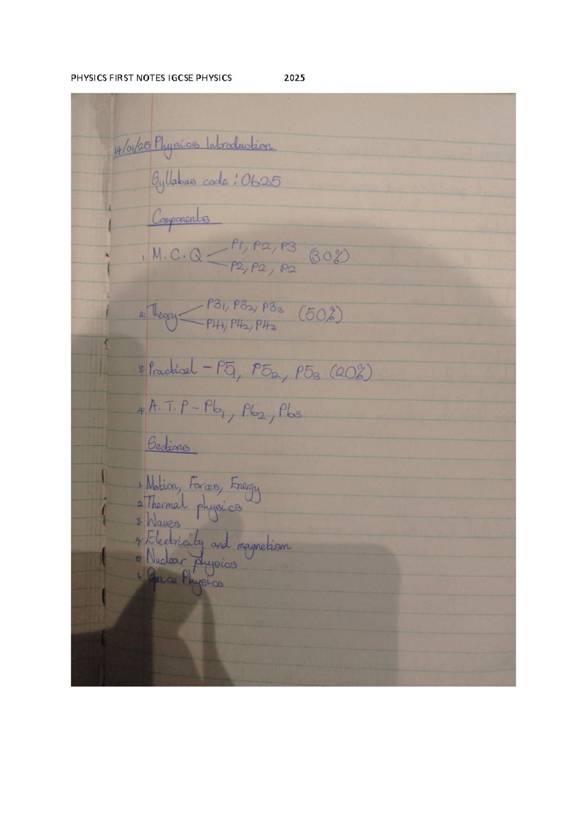 Physics First Notes IGCSE 2025 - Syllabus Code 0625 Overview - Studocu