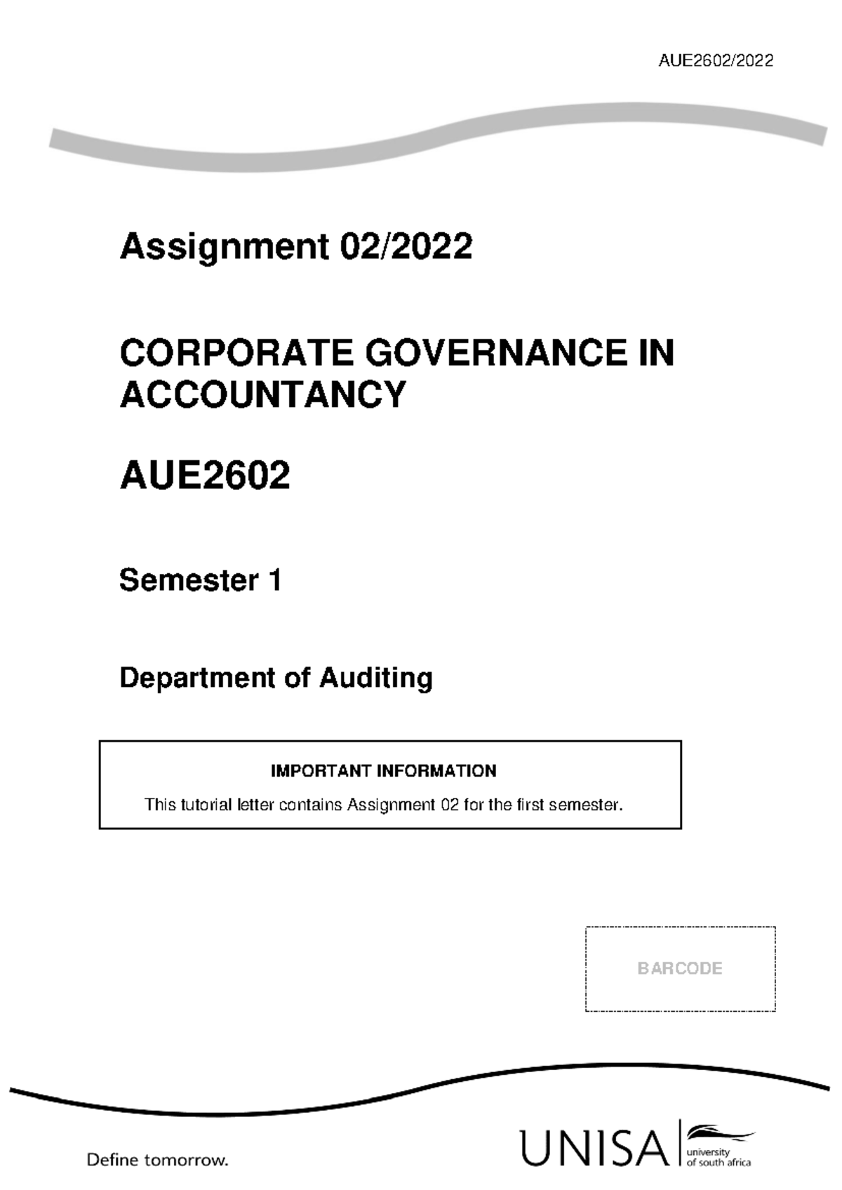 AUE2602 2022 Assignment 2 final - AUE2602/202 2 Assignment 02 / 2022 ...