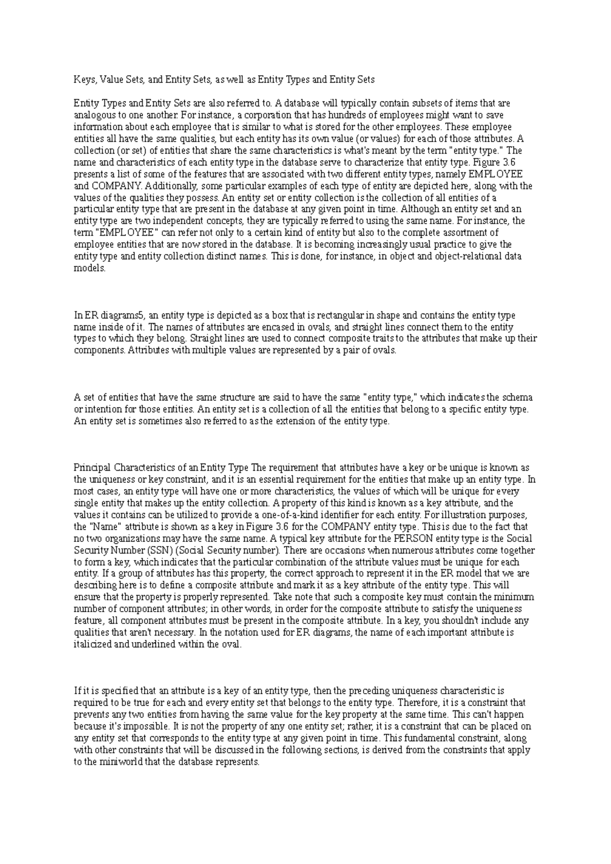 Conceptual Data Modeling Lecture 3 - Keys, Value Sets, and Entity Sets, as well as Entity Types ...