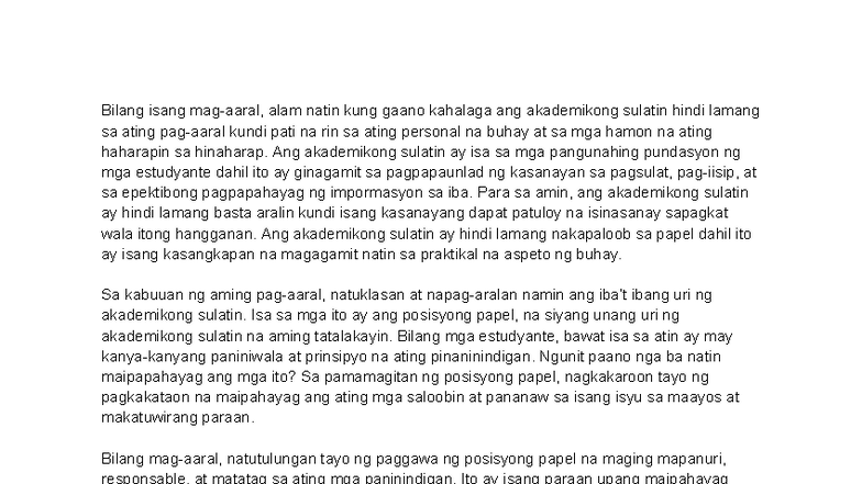 Pagsusuri sa Kahalagahan ng Akademikong Sulatin sa Buhay ng Estudyante ...