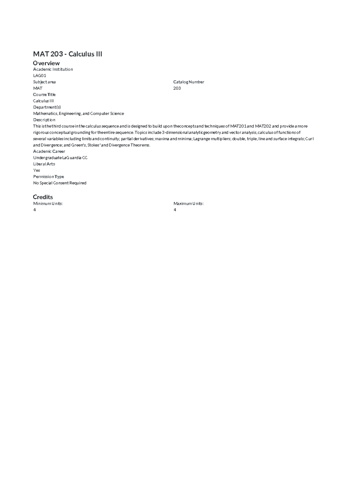 MAT 203 Calculus Overview: Advanced Concepts & Techniques - Studocu
