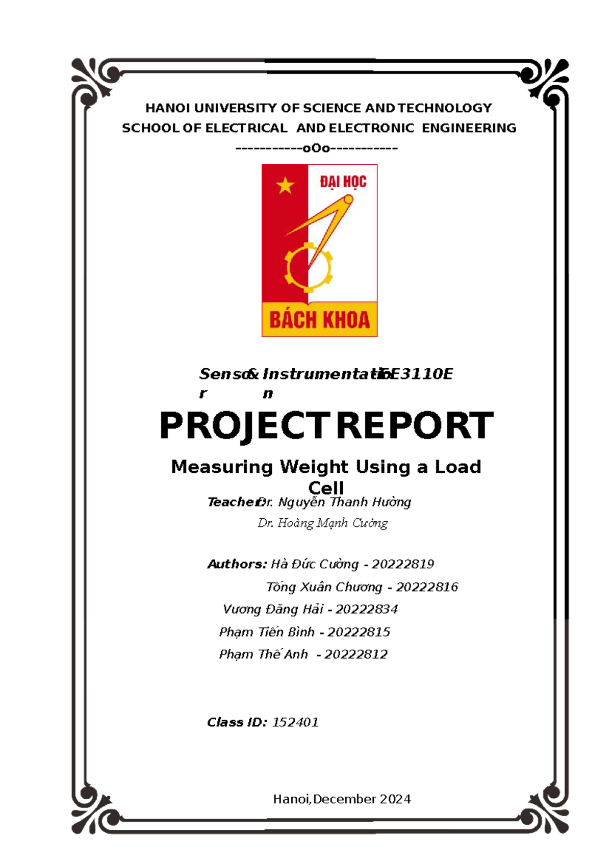EE3110E Project Report: Measuring Weight Using Load Cell and HX711 ...