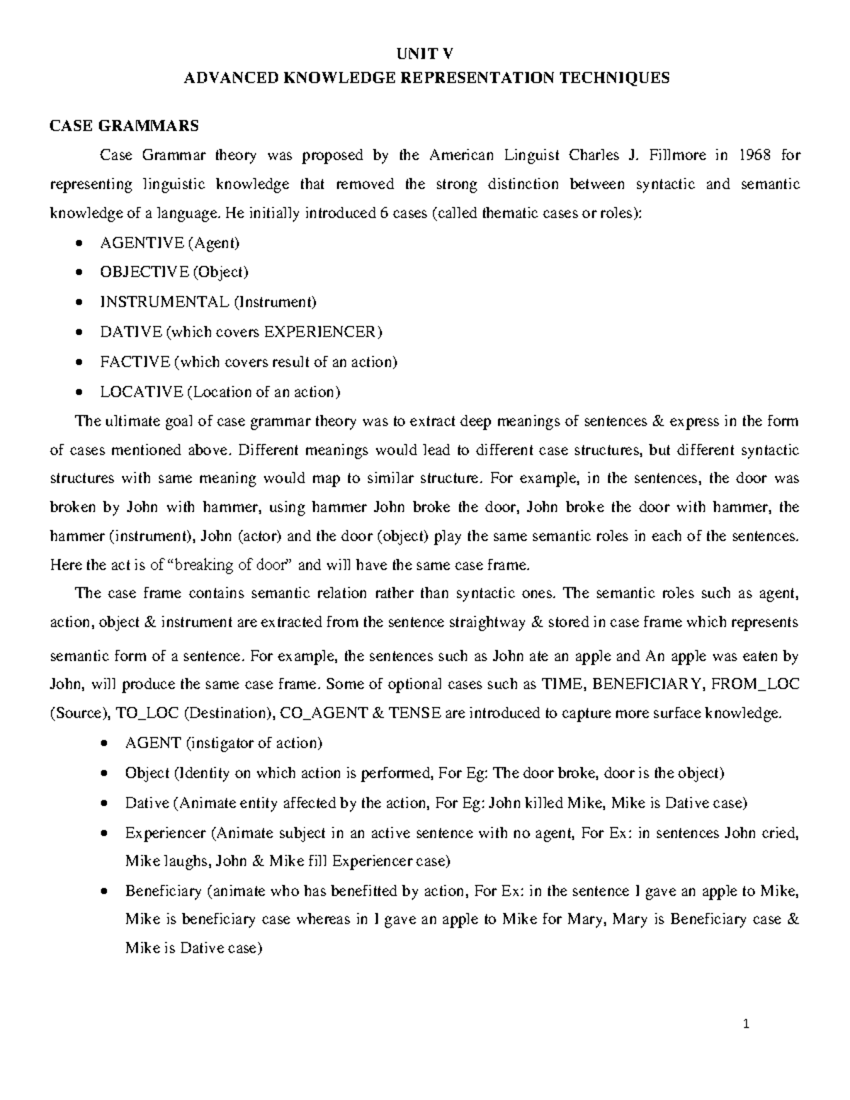 AI-Unit-5 - Advanced Knowledge Representation Techniques Notes - Studocu