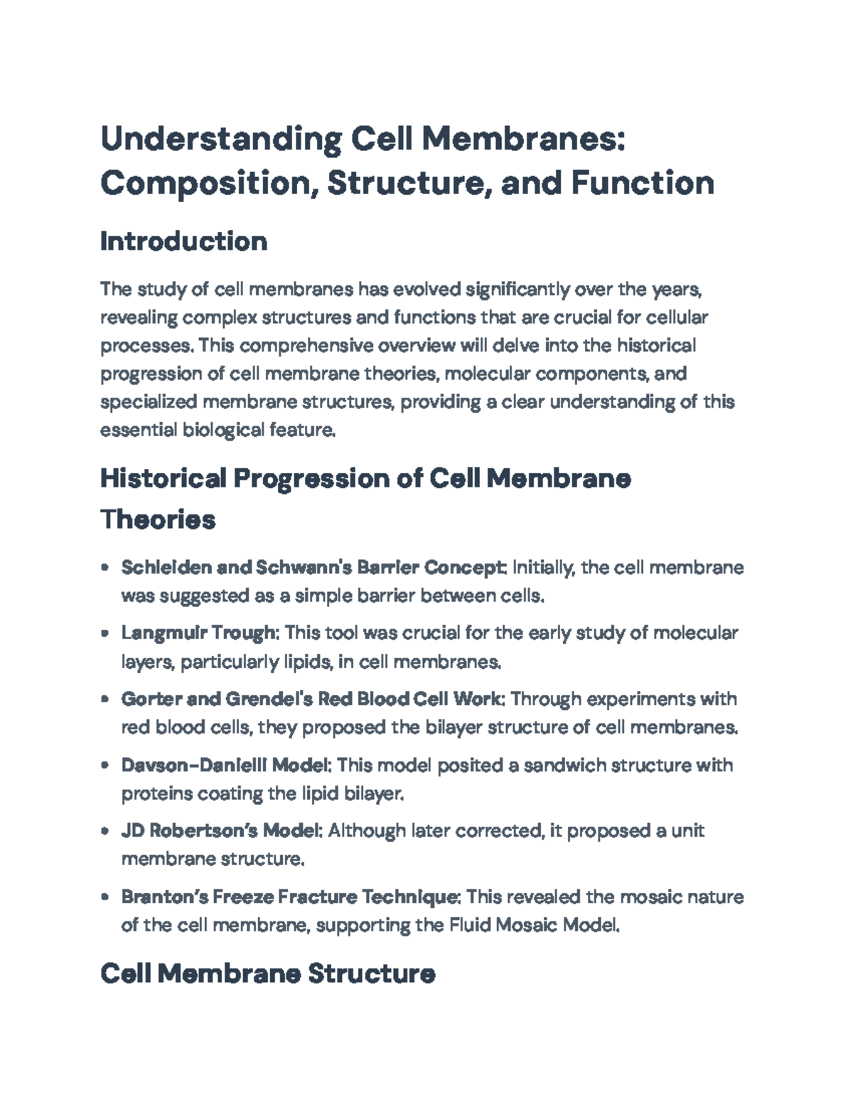 Understanding Cell Membranes: Structure, Function, and Dynamics ...