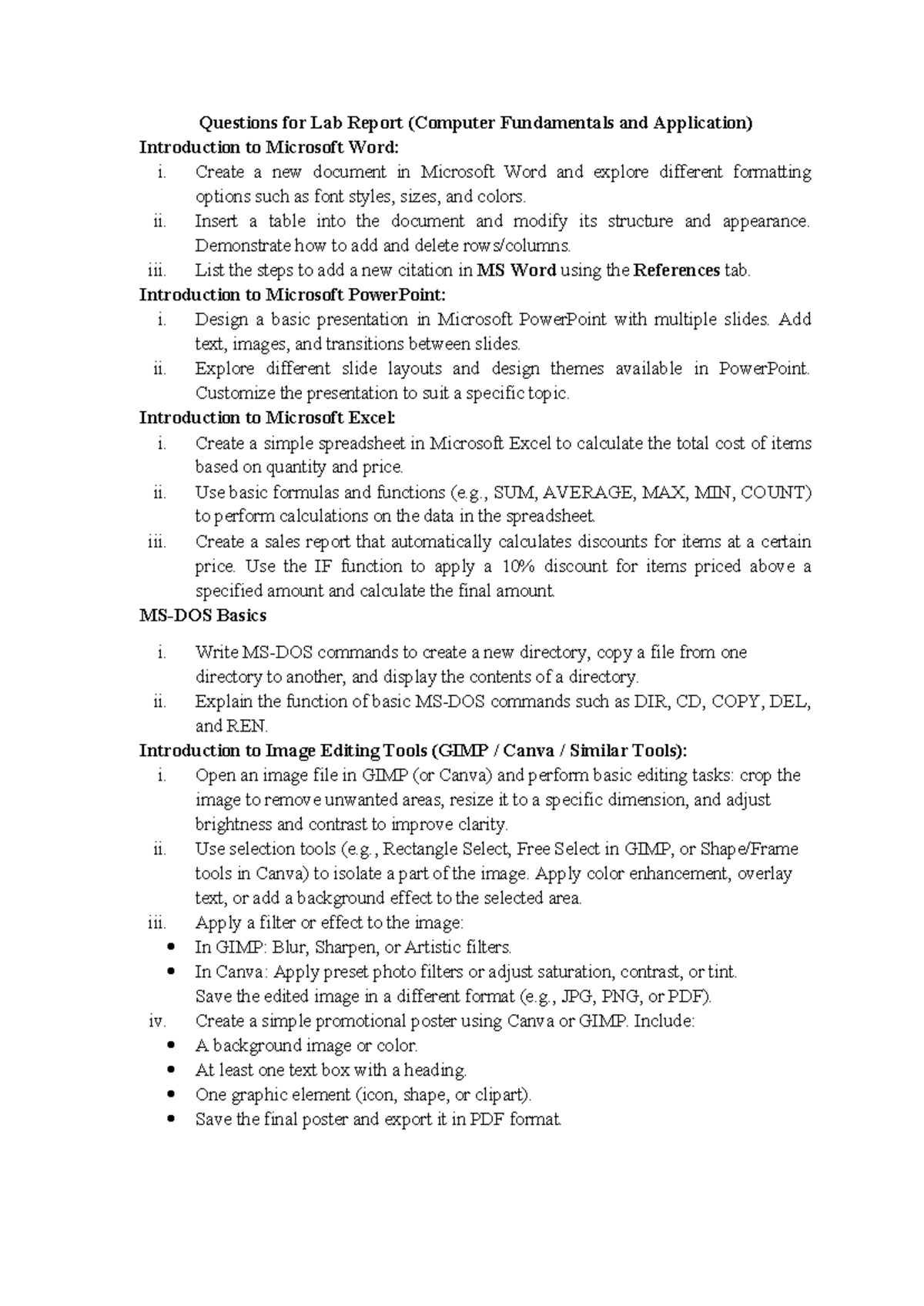 Lab Report Questions for Computer Fundamentals (CFA 101) - Studocu
