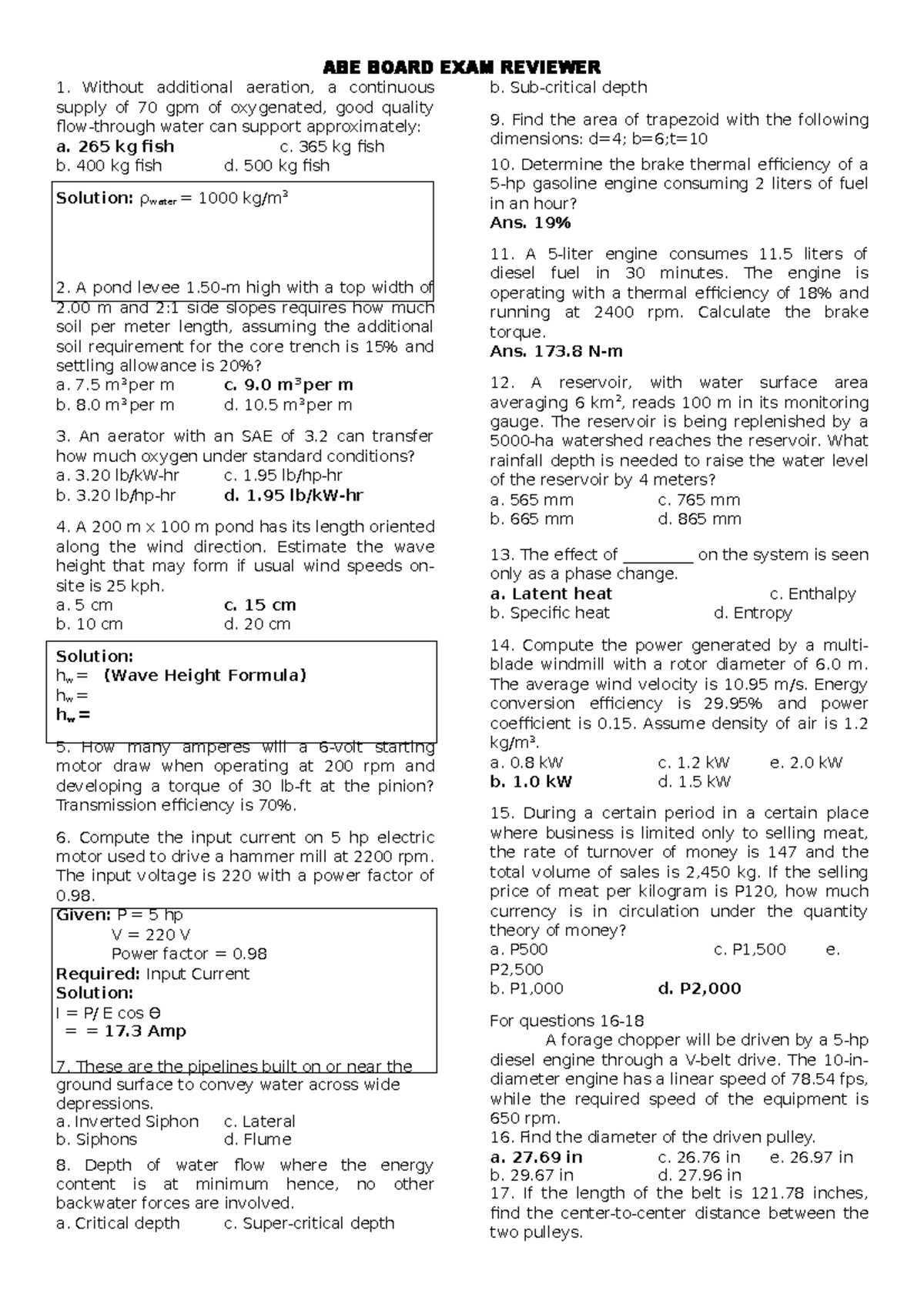 ABE Board Exam Reviewer: Key Concepts and Practice Questions - Studocu