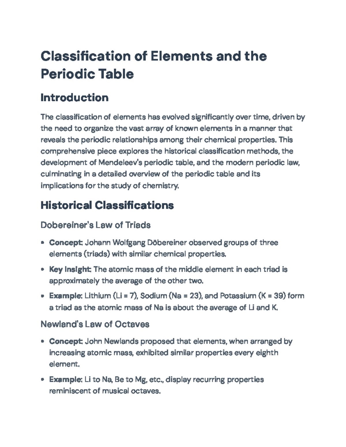 Classification of Elements and the Periodic Table: A Detailed Study ...