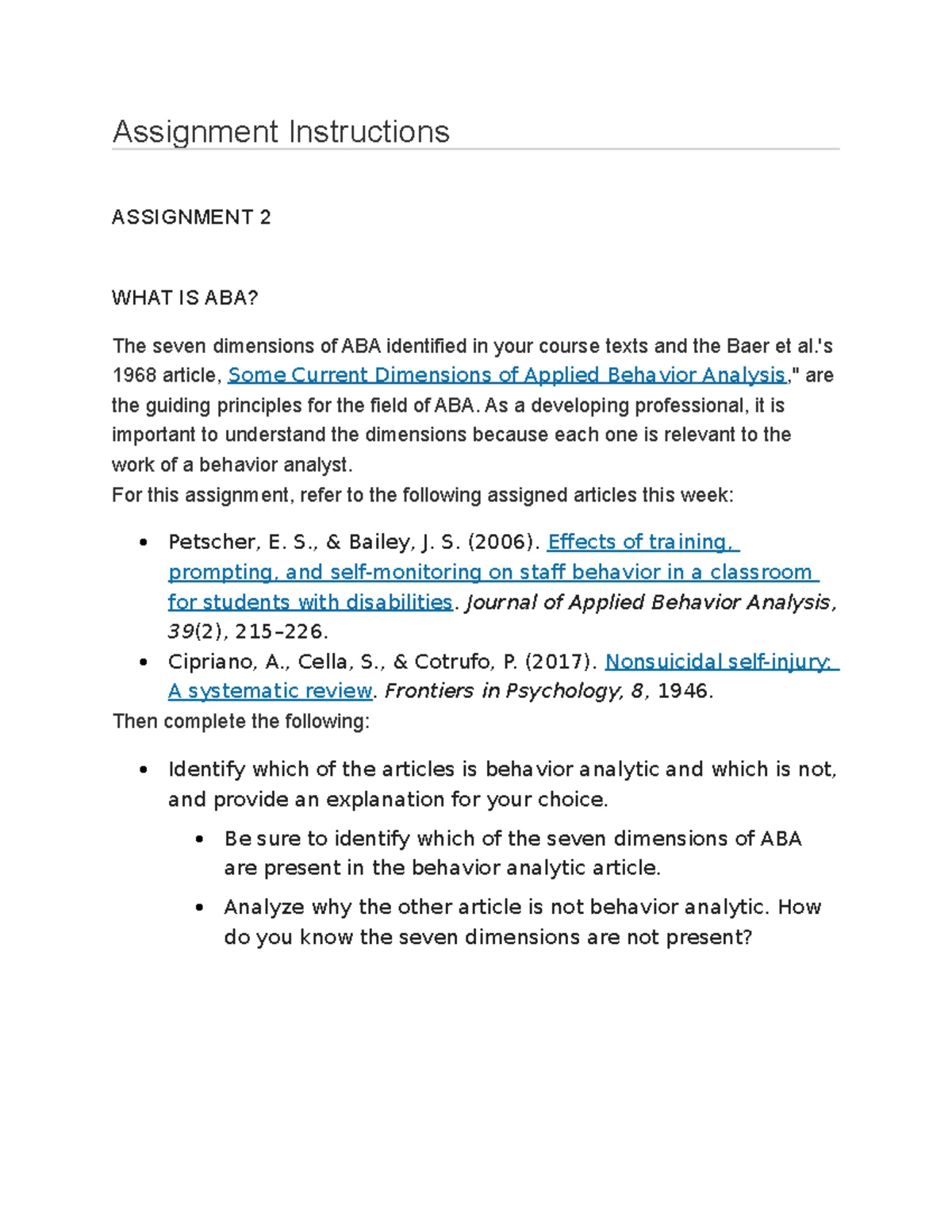 Week 2 Quiz (ABA 101) - Principles of Behavior Analysis and Measurement - Studocu