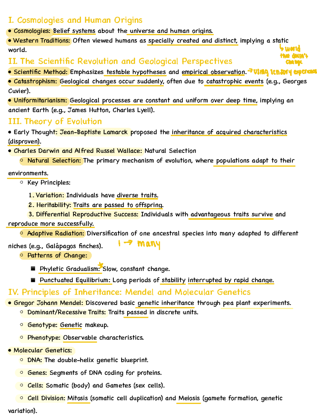 COS 101: Evolution, Genetics, and Human Origins Overview - Studocu