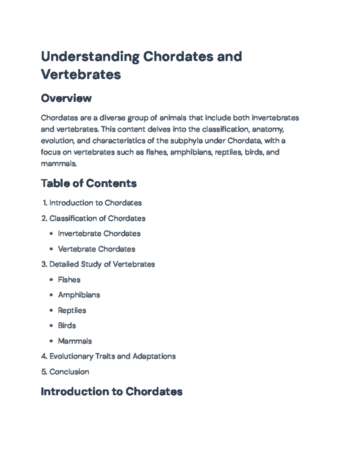 Understanding Chordates and Vertebrates: Classification and Evolution ...