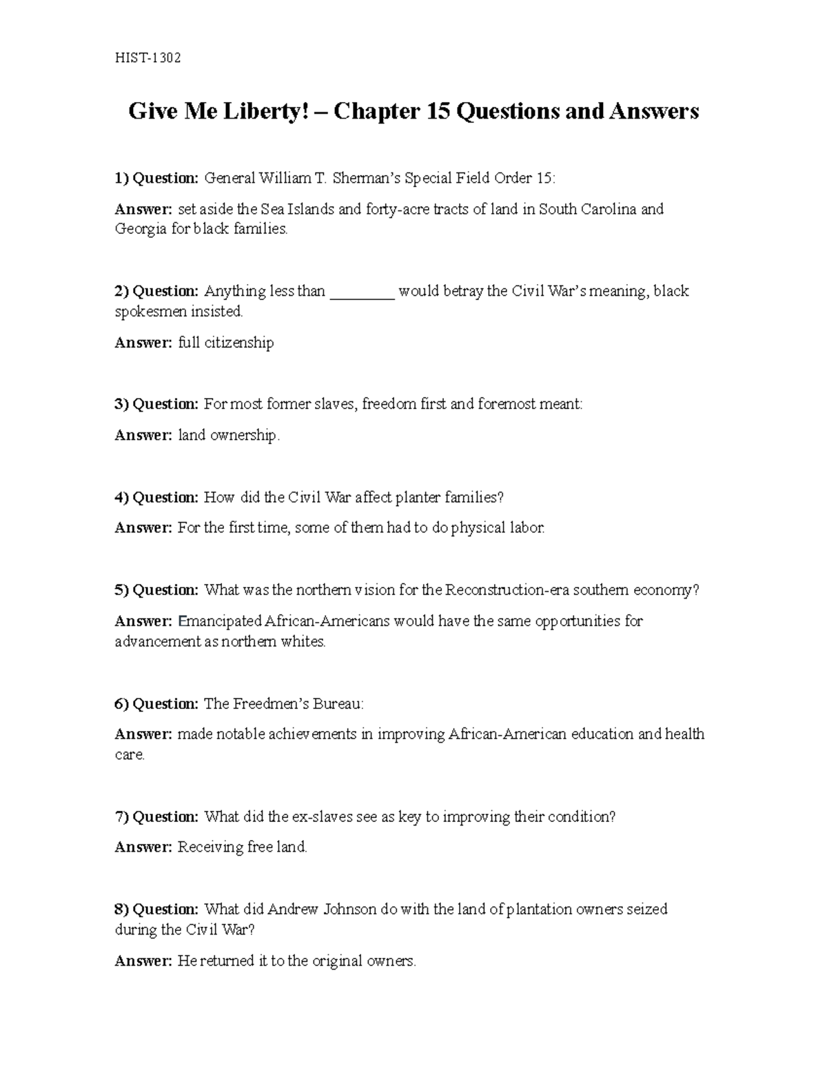 Chapter 15 Quiz - Give me liberty Questions and Answers. - HIST- Give ...