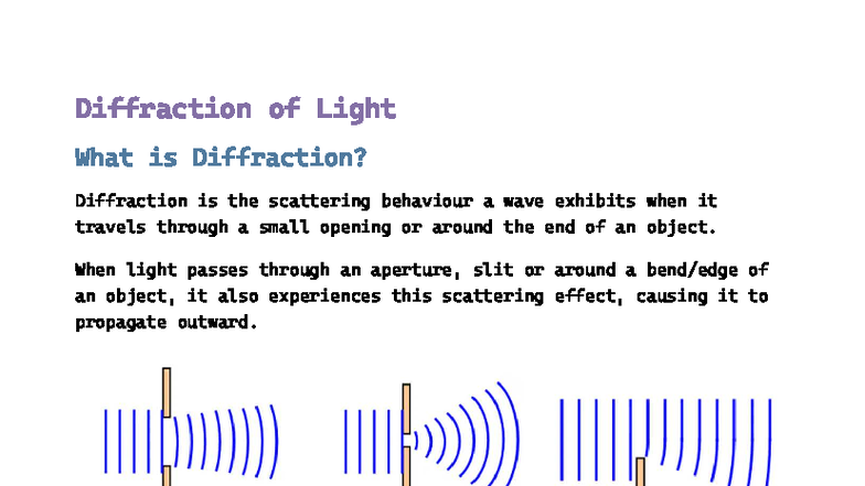 Diffraction of Light - Diffraction of Light What is Diffraction ...