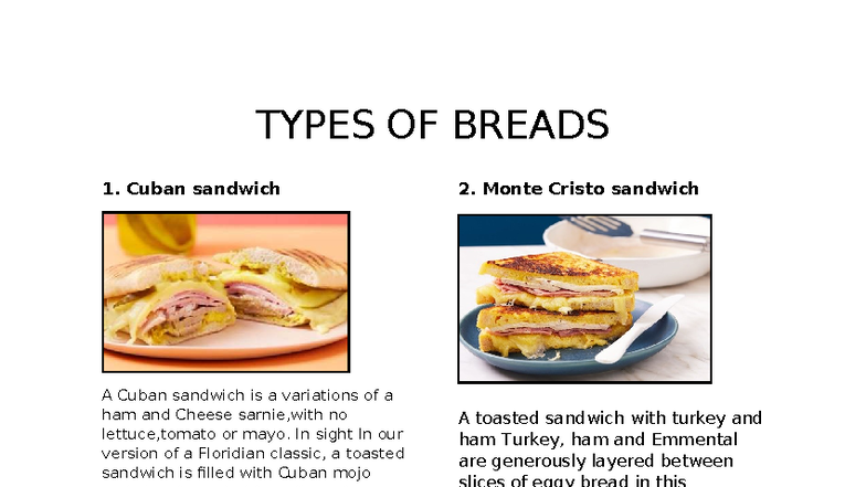 Types of Breads: A Guide to Delicious Sandwich Varieties - Studocu