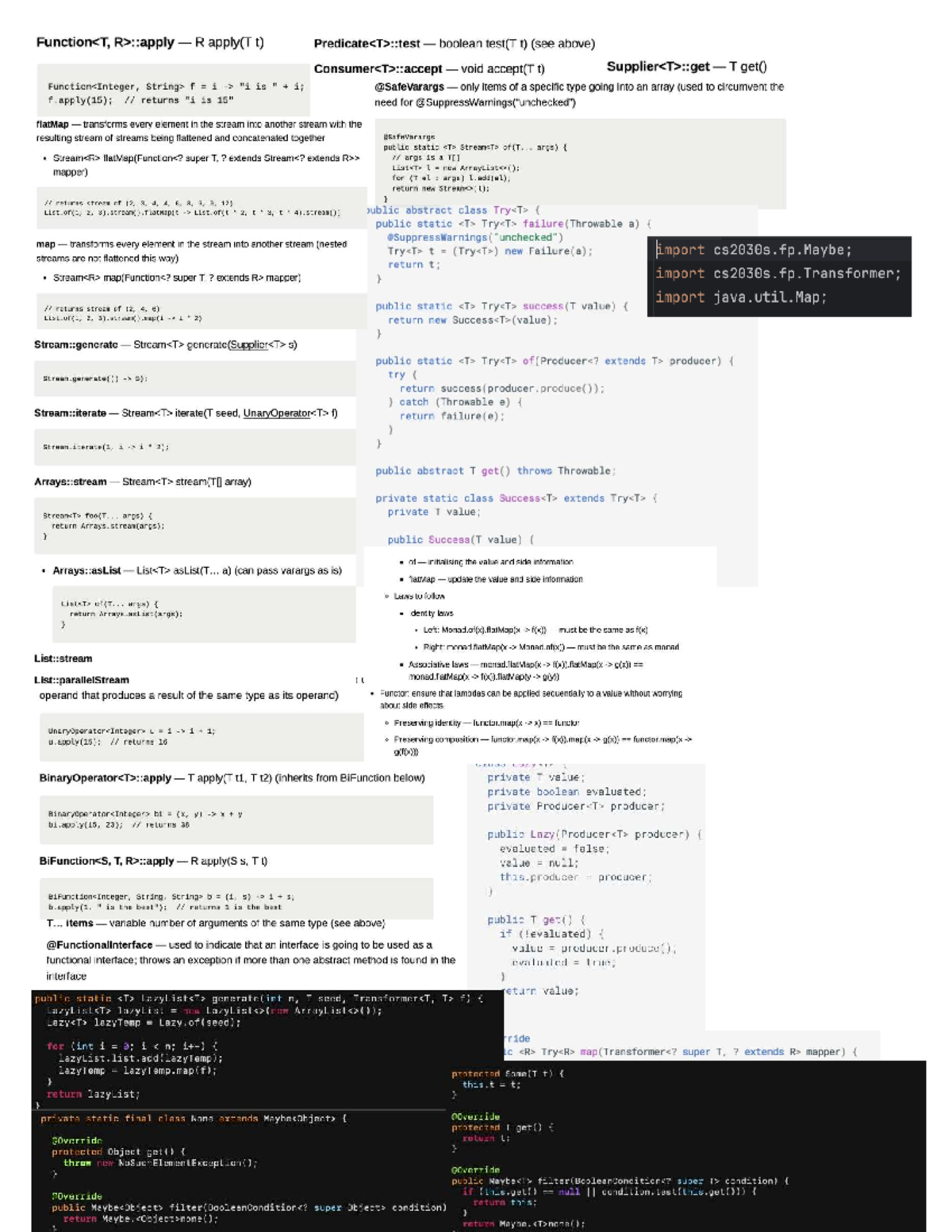 Cs2030s PE2 Cheat Sheet: Stream Operations and Functional Concepts - Studocu