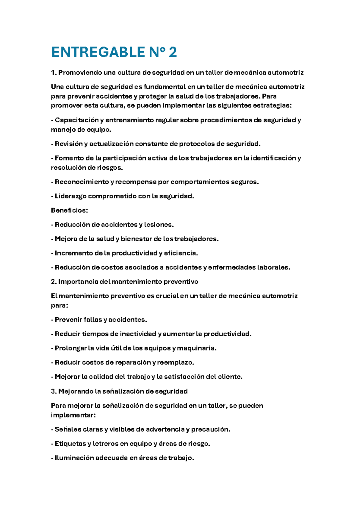 Entregable N°2 Galindo- Andrei - ENTREGABLE N° 2 1. Promoviendo una cultura de seguridad en un ...