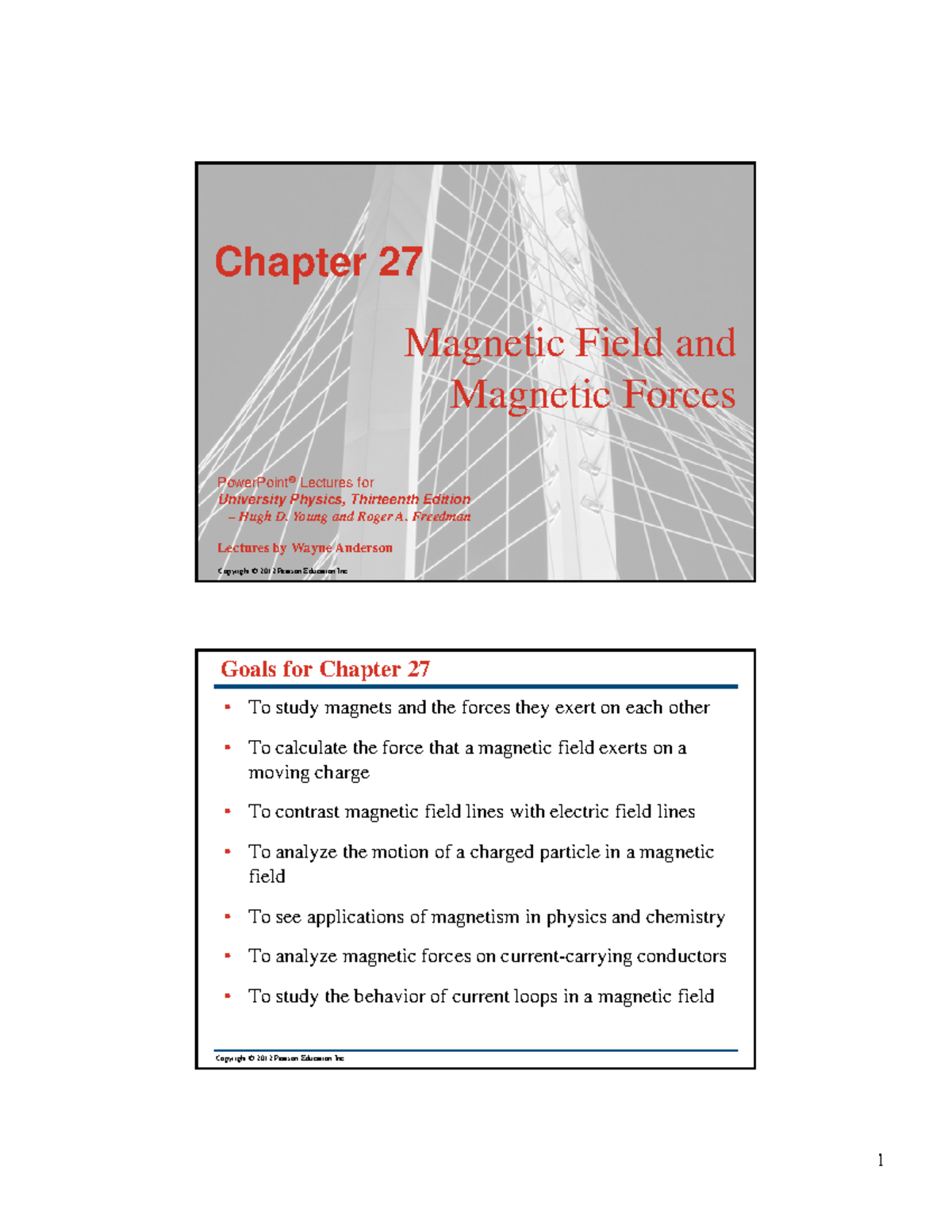 Ch27: Magnetic Field and Forces - Lecture Notes for University Physics ...