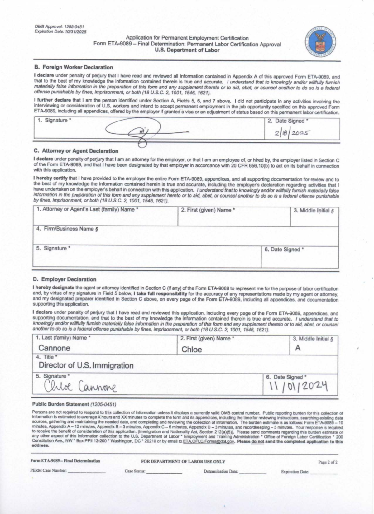 OMB Approval: Permanent Labor Certification Application Details - Studocu