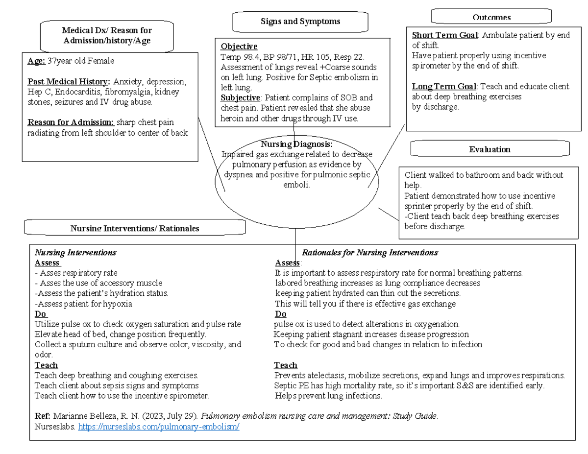 N351 Nursing Diagnosis Concept Map: Impaired Gas Exchange Analysis ...